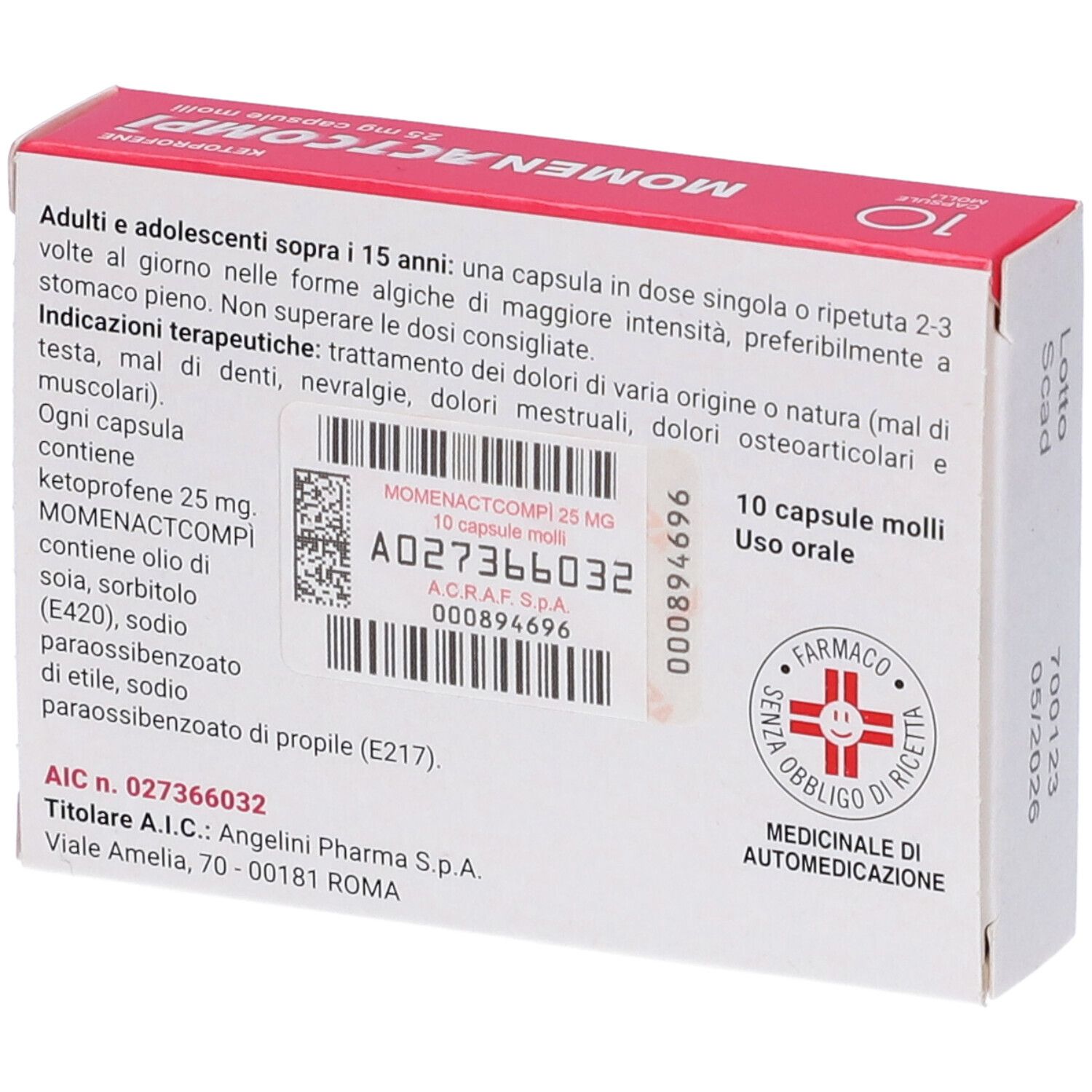 Moment Act Compì 25 mg Capsule Molli 10 pz - Redcare