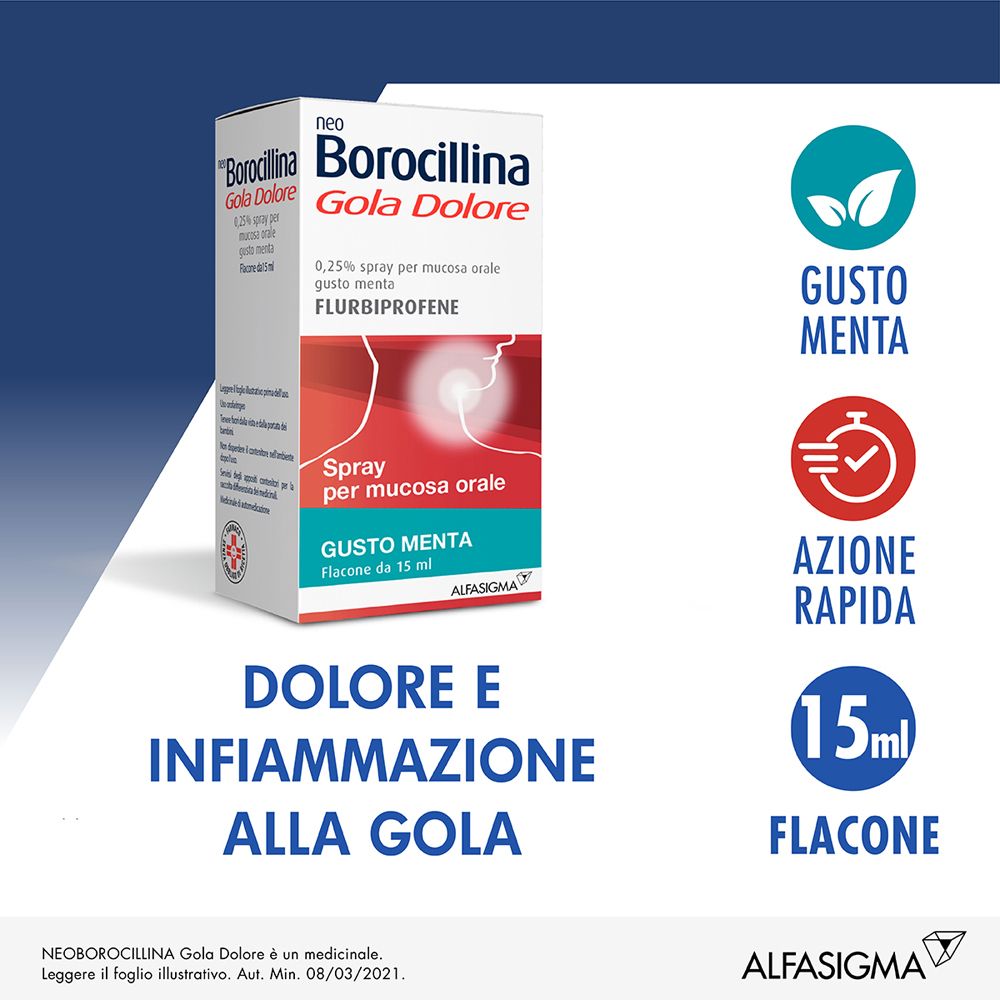 NeoBorocillina Gola Dolore Flurbiprofene Spray Gusto menta 15 ml | Redcare