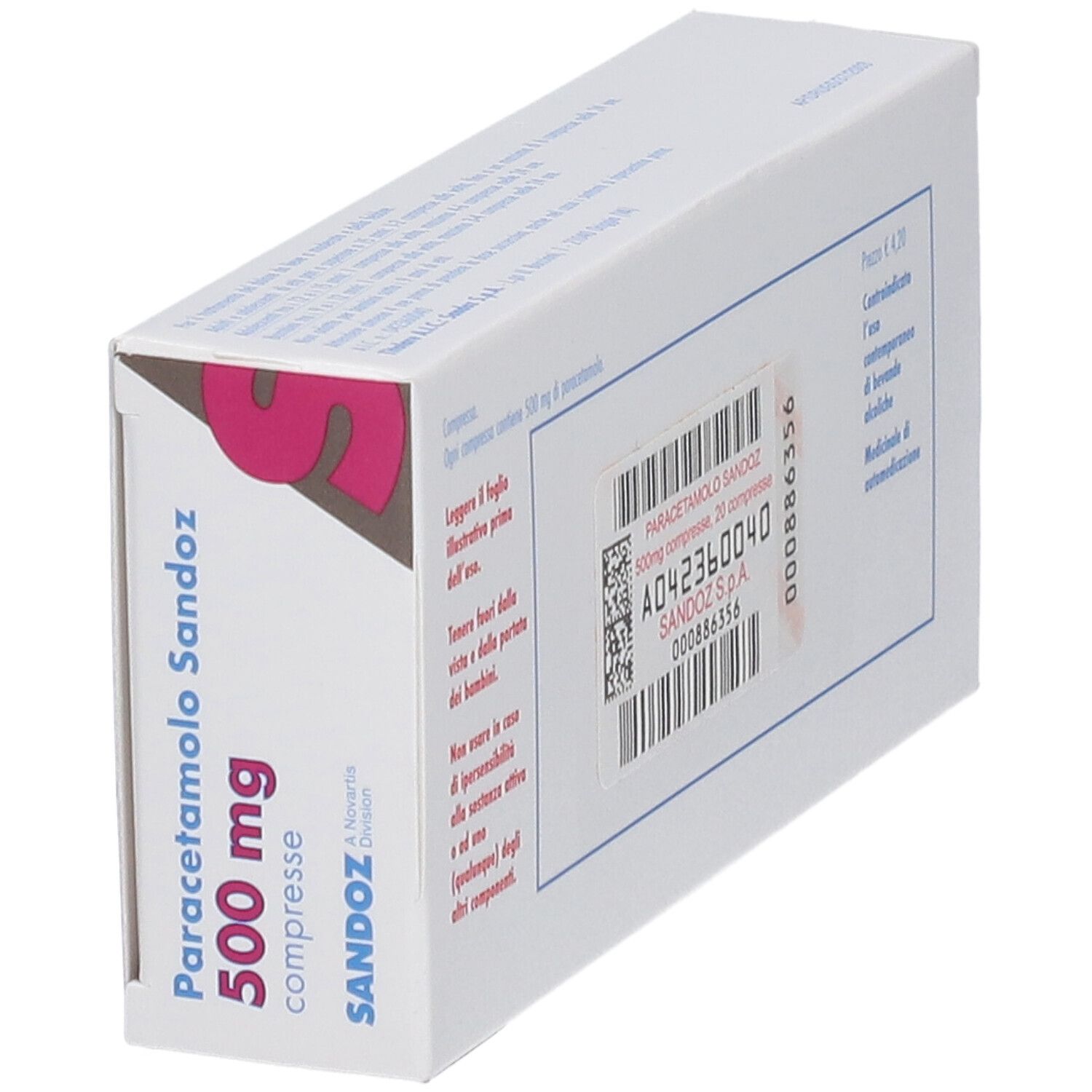 Paracetamolo Sandoz 500 mg Compresse 20 pz | Redcare