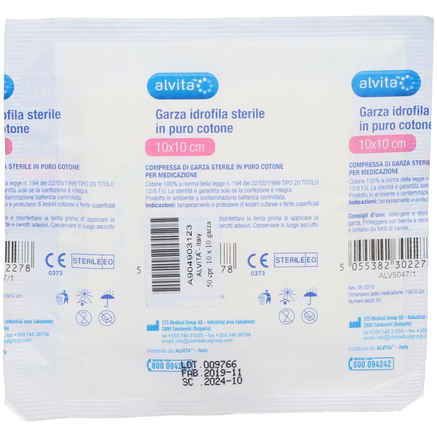 Alvita™ Garza idrofila sterile in puro cotone 50 pz | Redcare