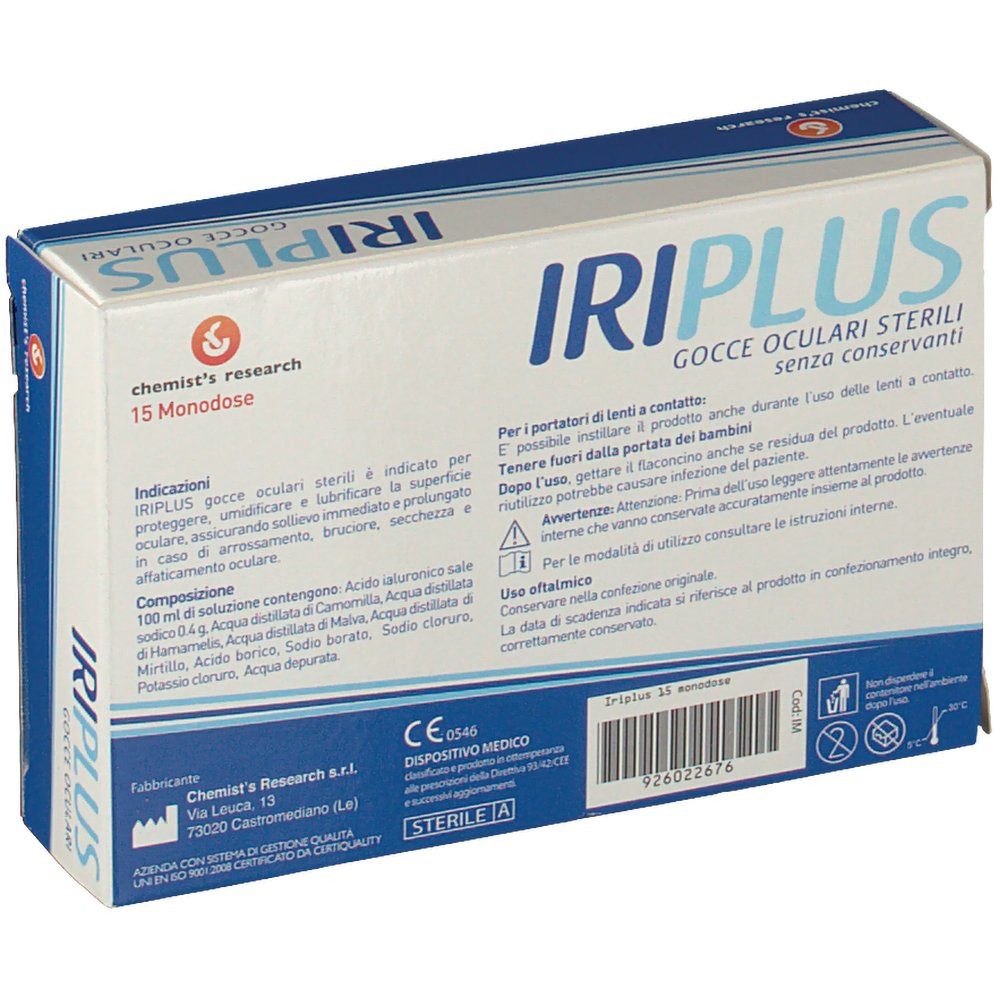 Iriplus Gocce oculari sterili Monodose 15 pz | Redcare