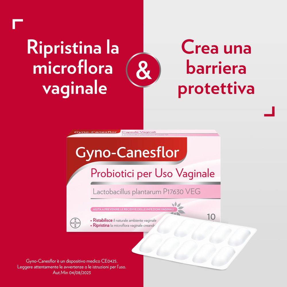 Gyno-Canesflor Probiotico Prevenzione Infezioni Vaginali capsule 10 pz ...