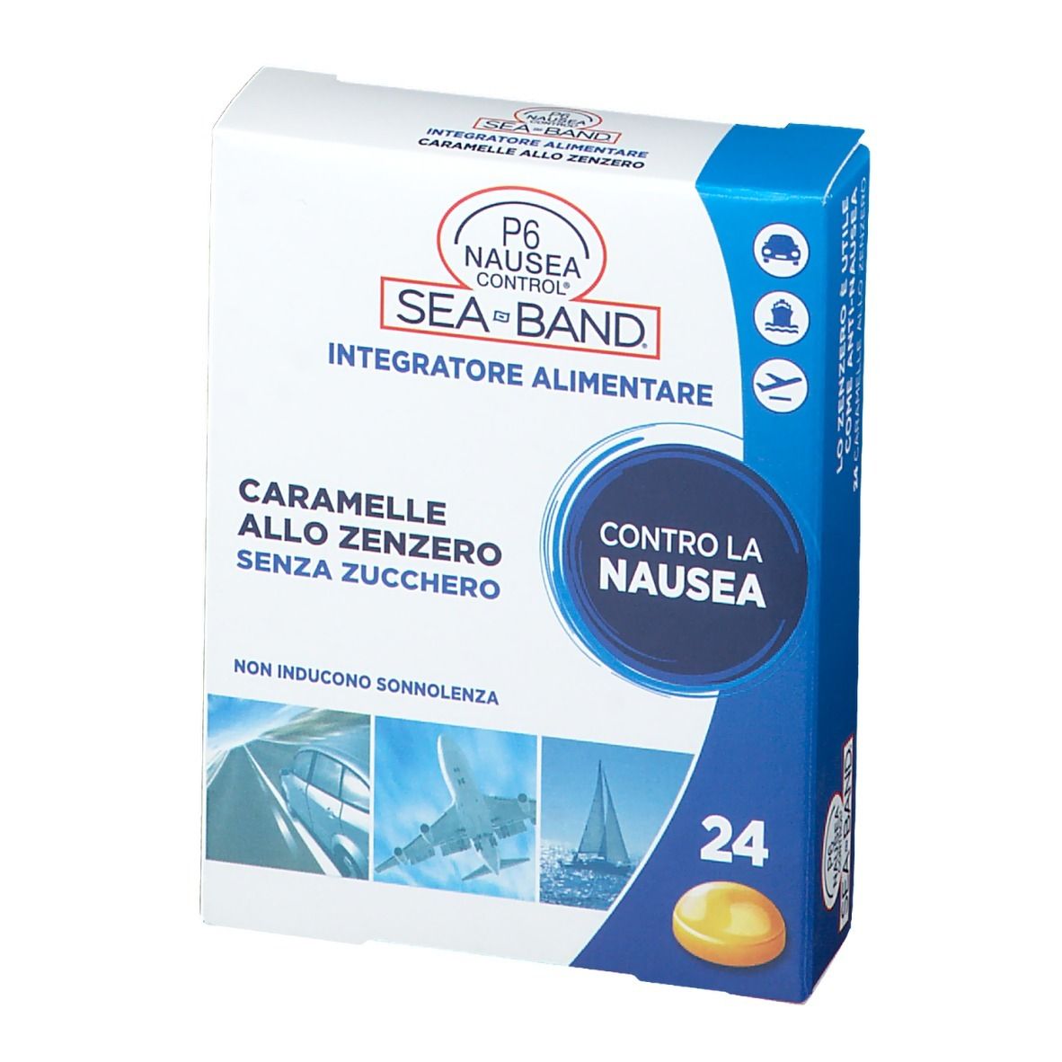 P6 NAUSEA CONTROL SEA BAND Caramelle allo zenzero 24 pz | Redcare