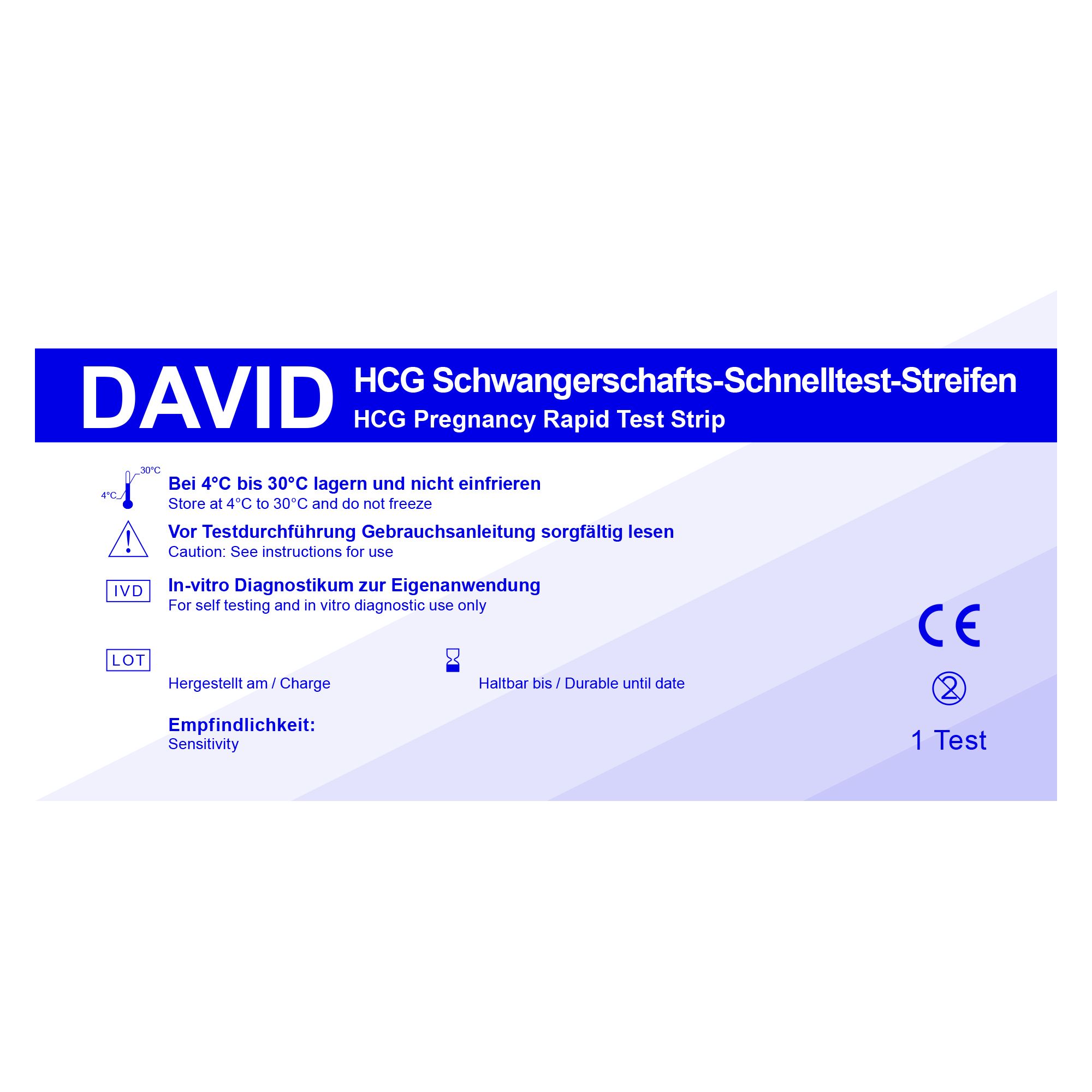 David Schwangerschaftstest Streifen 10 Miu ml HCG Schnelltest 30 St