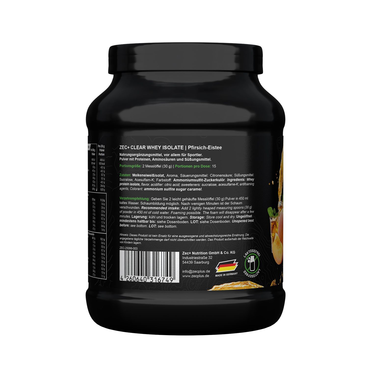 ZEC+ CLEAR WHEY ISOLATE Protein/ Eiweiß Eistee-Pfirsich 450 GR - Shop ...