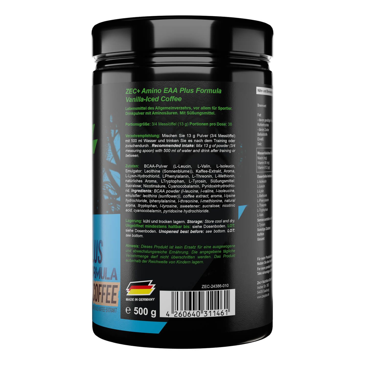 ZEC+ AMINO EAA Aminosäure Pulver Vanilla-Iced Coffee 500 g - Shop Apotheke