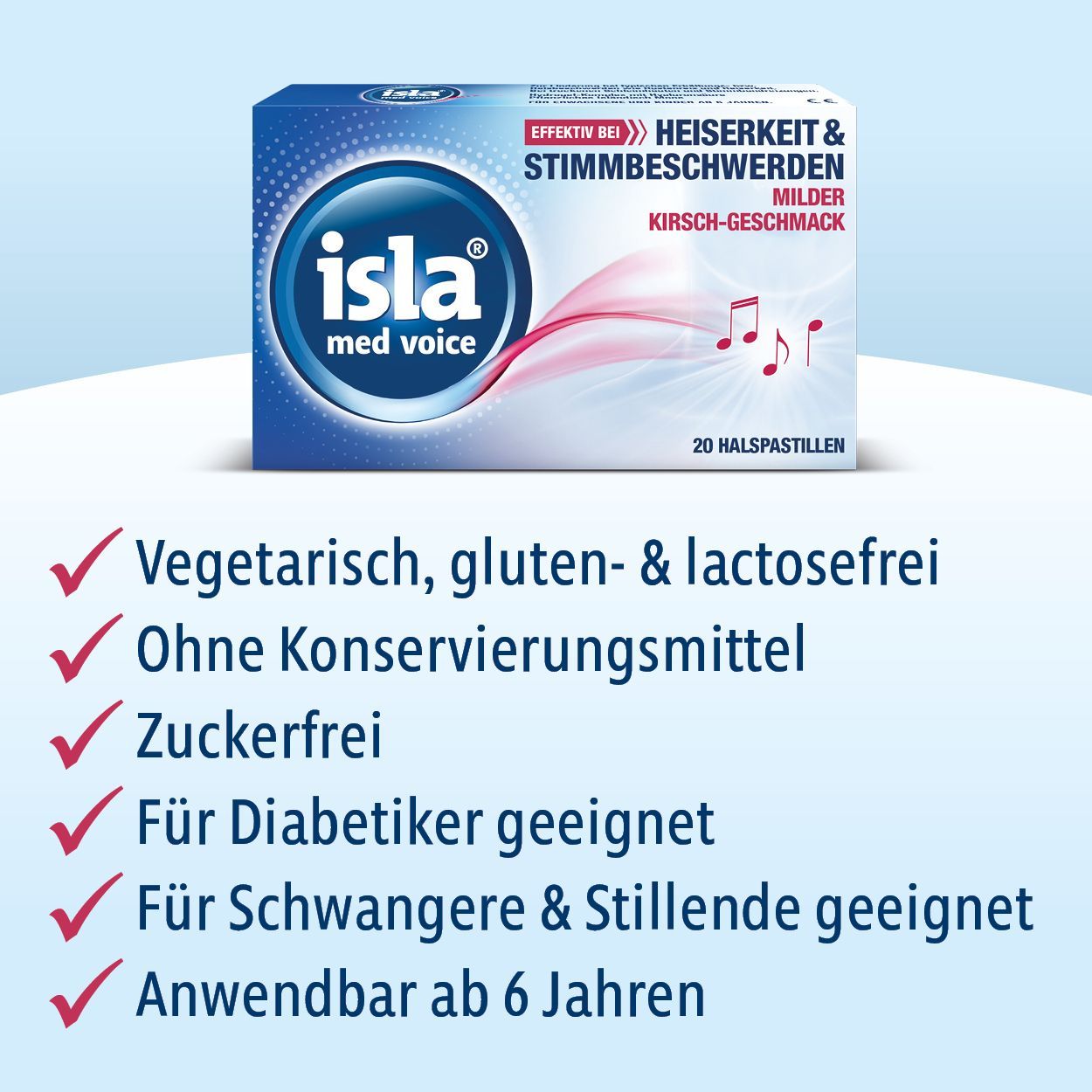 isla med voice Halspastillen bei Heiserkeit und Stimmbeschwerden 80 St ...