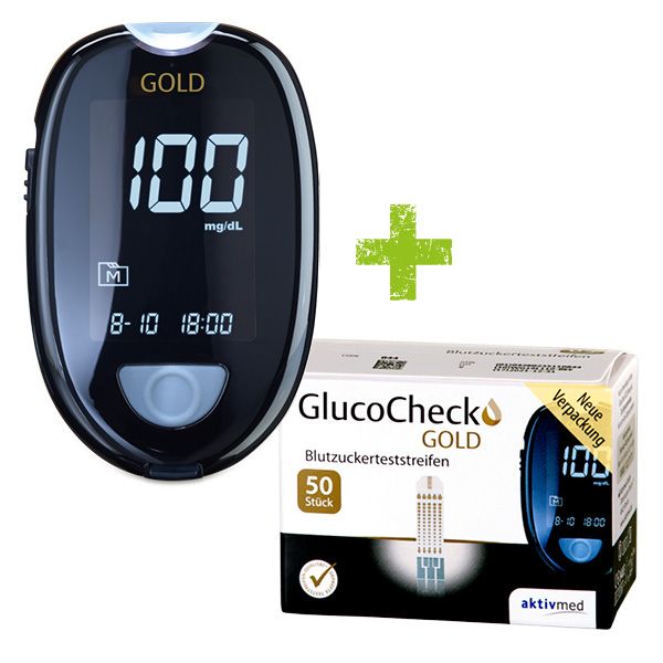 GlucoCheck GOLD Set (mg/dl) zur Kontrolle des Blutzuckers mit 60 ...