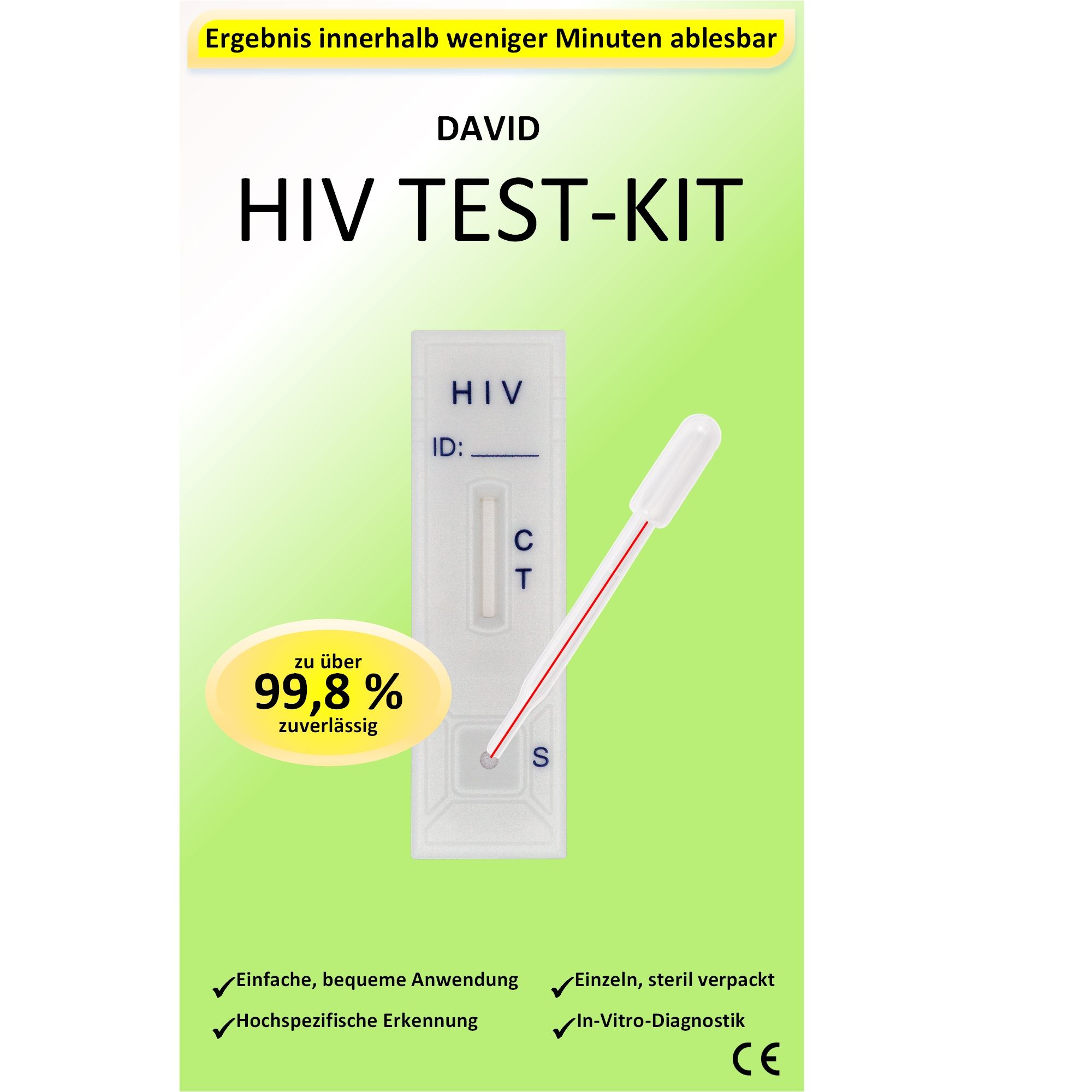 David Hiv Testkit 1 2 Schnelltest Selbsttest Testkassette 1 St Shop
