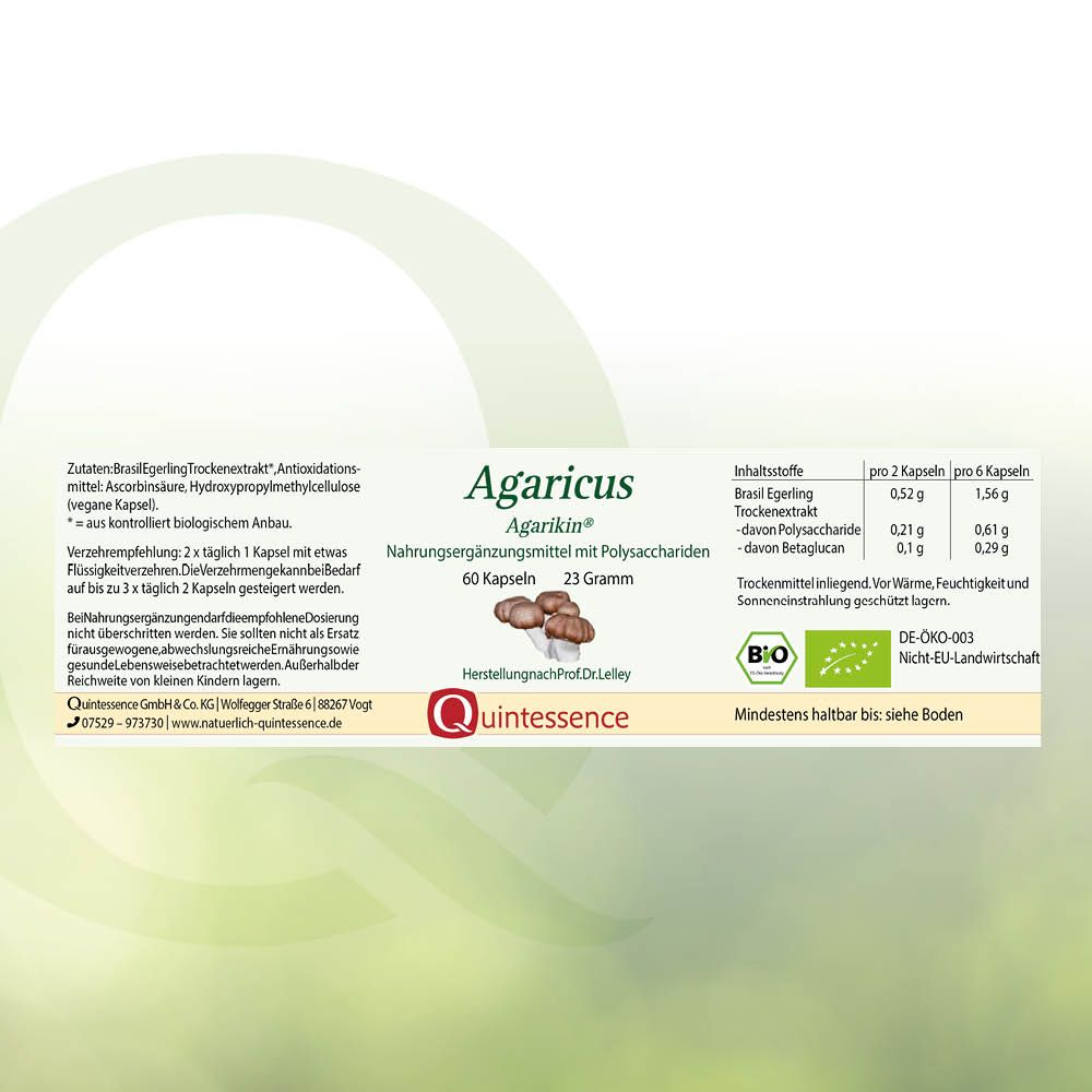 Agaricus - Agarikin Kapseln in Bioqualität von Quintessence 23 g - Shop ...