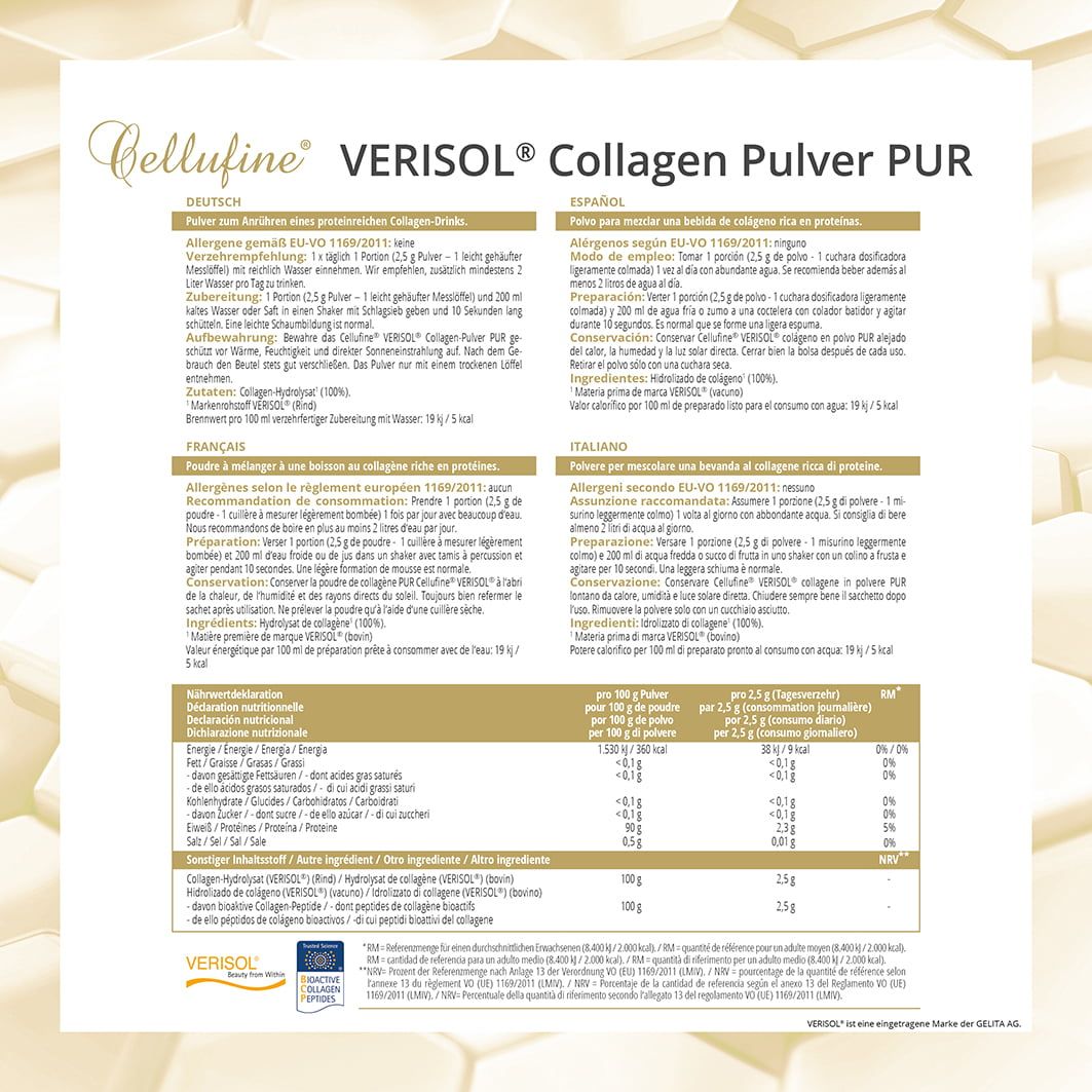 Cellufine® VERISOL® B (Rind) Collagen-Peptide Collagen-Pulver Doypack ...