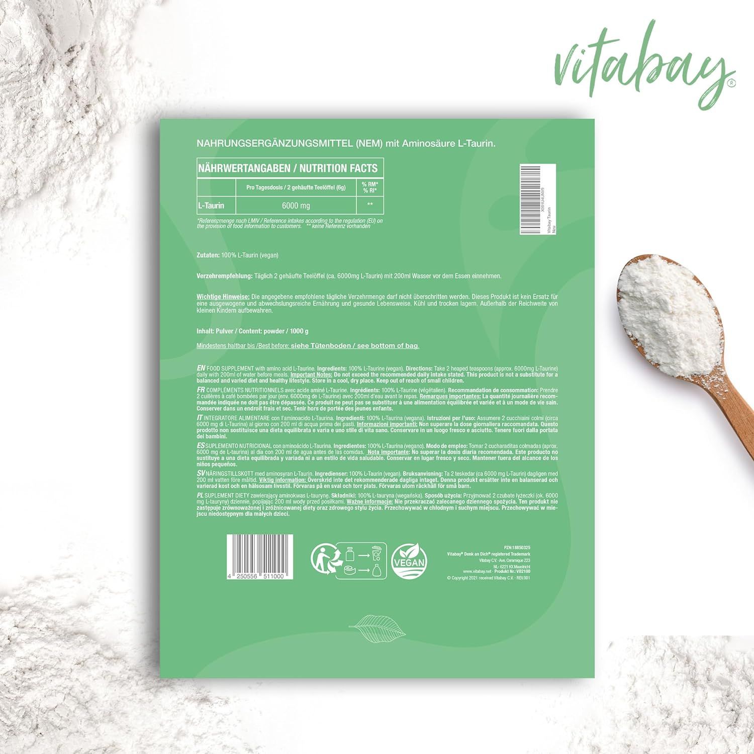 Vitabay Taurin Pulver 6000 mg 1000 g - Shop Apotheke