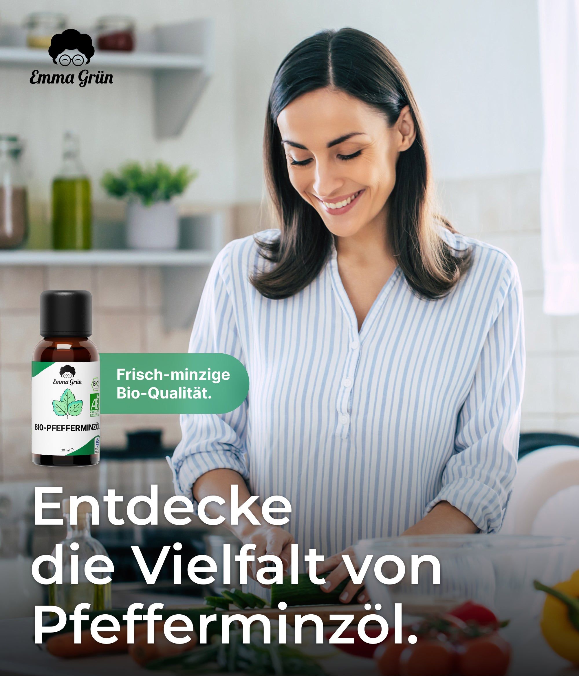 Emma Grün® ätherisches Bio Pfefferminzöl naturrein & hochdosiert 30 ml ...