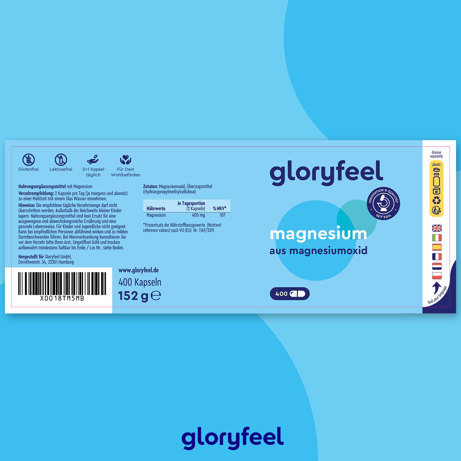 gloryfeel® Magnesium 400 Kapseln 400 St - Shop Apotheke