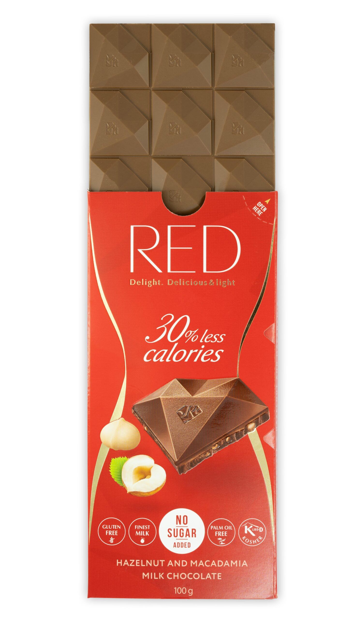 RED Hazelnut and Macadamia Milk Chocolate 0,1 kg - Shop Apotheke