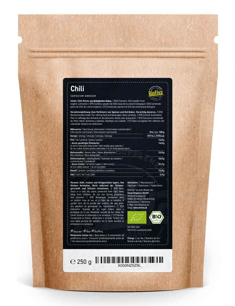 Biotiva Chili Cayennepfeffer gemahlen Bio 250 g - Shop Apotheke