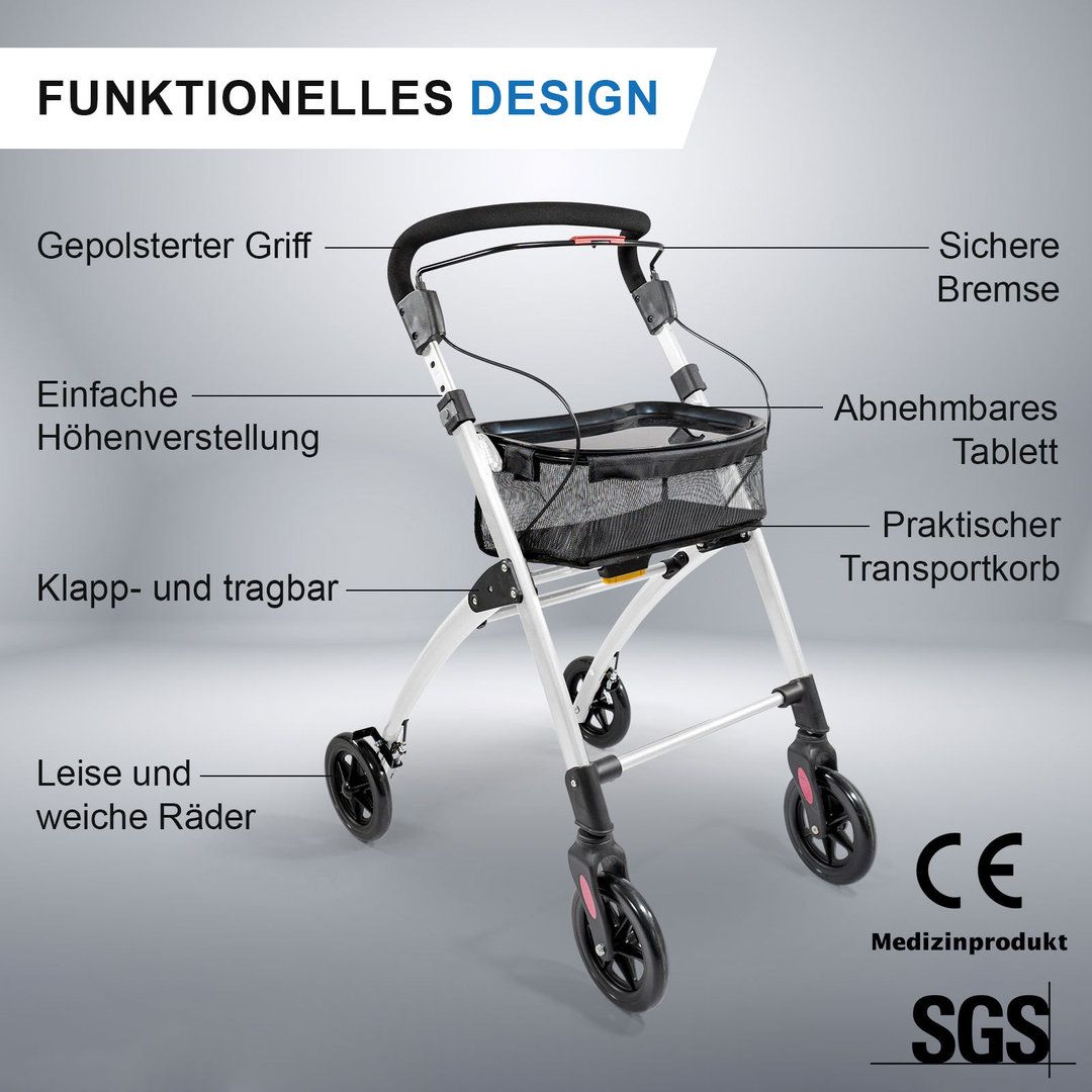 Casa Soft Rollator schmal für Wohnung & Innenbereich Weiß 1 St - Shop ...