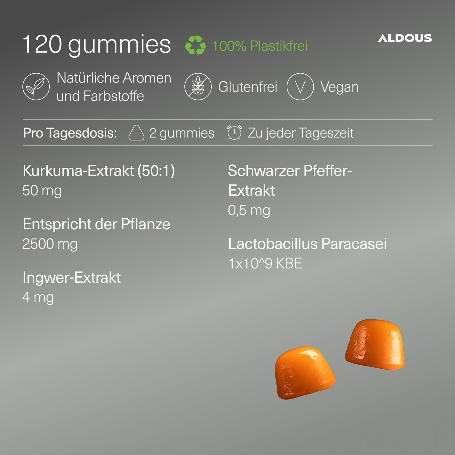 Aldous Kurkuma mit Ingwer Gummibärchen 120 St - Shop Apotheke
