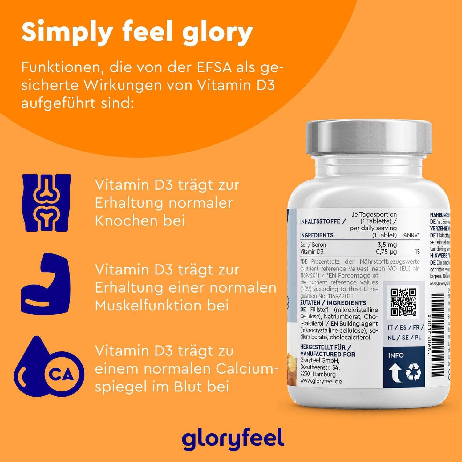 gloryfeel® Bor + Vitamin D Tabletten 400 St - Shop Apotheke