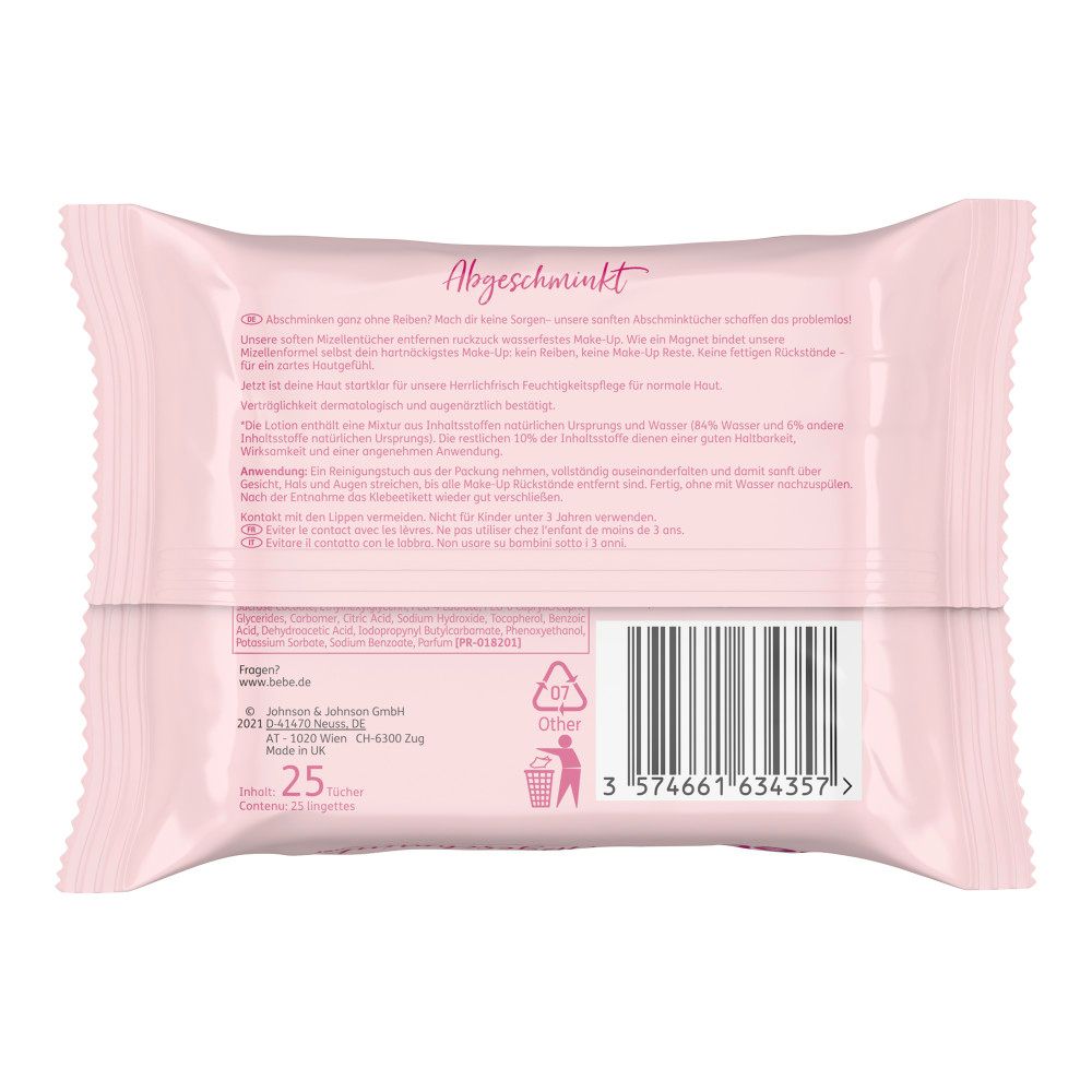 bebe - Mizellentücher "Abgeschminkt - 5in1" 6x25 St - Shop Apotheke