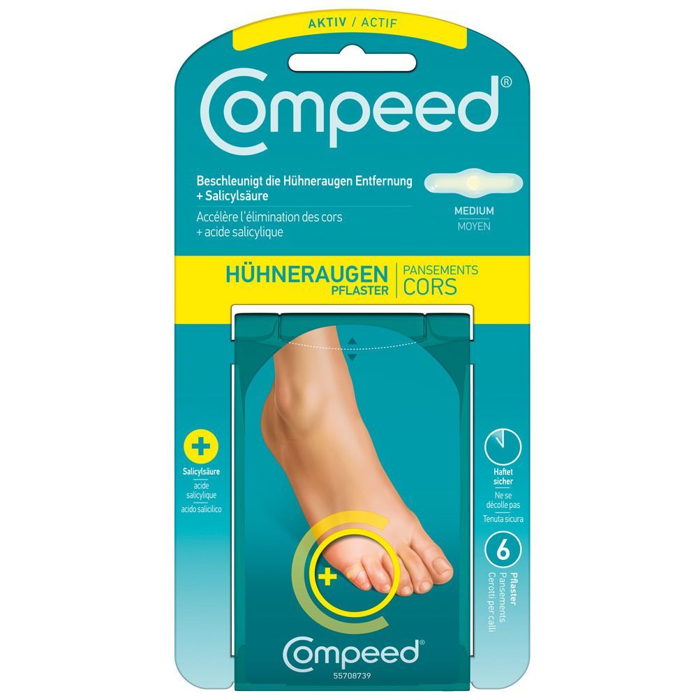 Compeed H hneraugenpflaster Aktiv Medium Mit Salicyls ure 6 St Shop