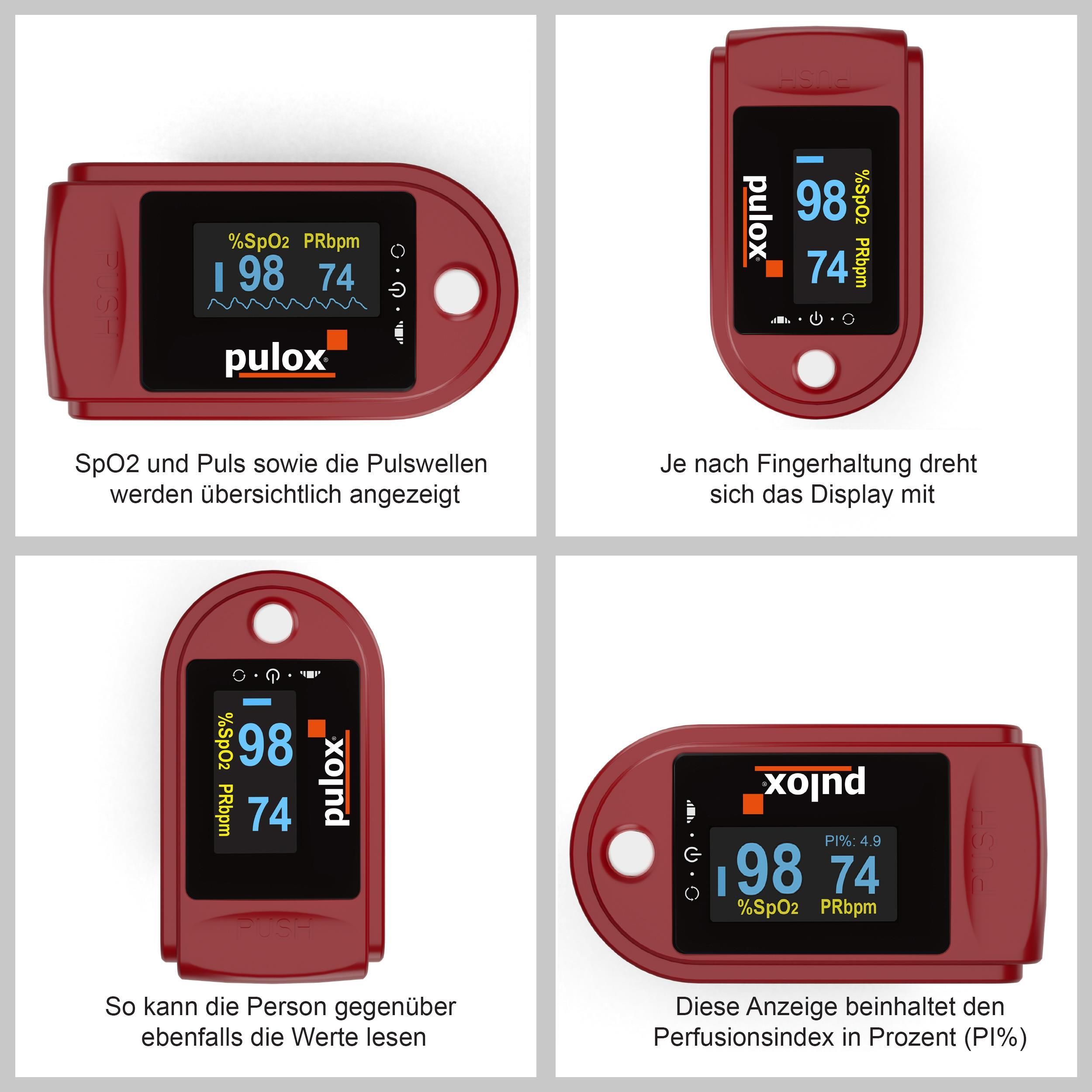 pulox - PO-200 Solo - Finger-Pulsoximeter - Rot 1 St - Shop Apotheke
