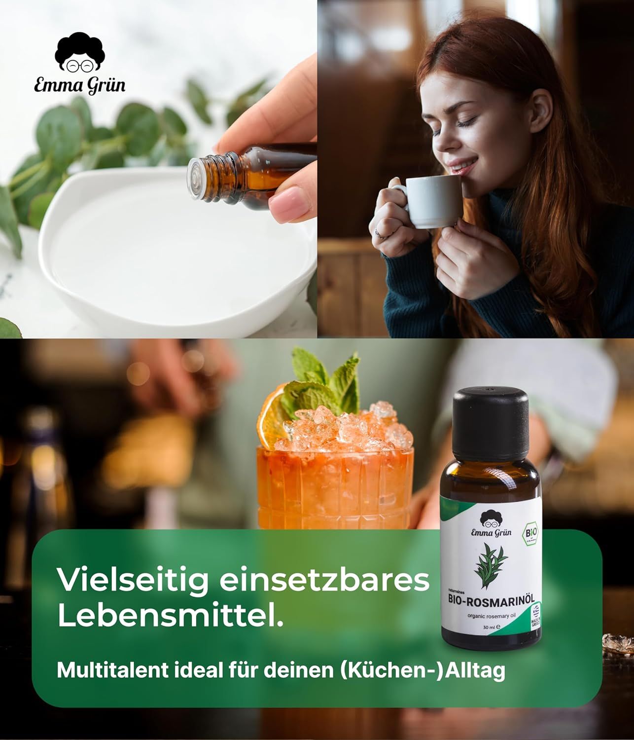 Emma Grün® ätherisches Bio Rosmarinöl naturrein & hochdosiert 30 ml ...