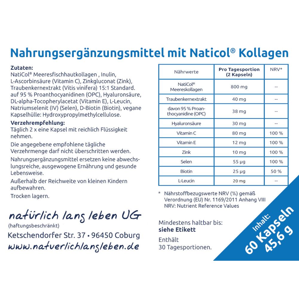 natürlich lang leben Naticol® Kollagen Kapseln 60 St - Shop Apotheke