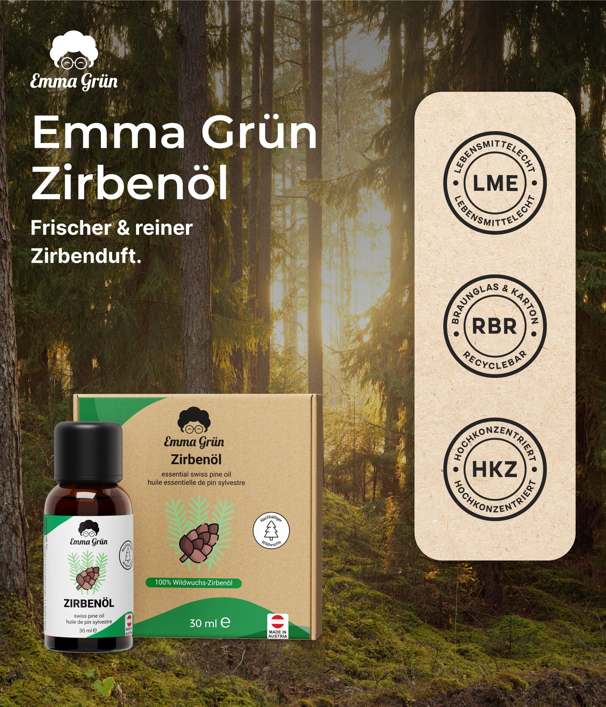 Emma Grün® ätherisches Zirbenöl naturrein & hochdosiert 30 ml - Shop ...