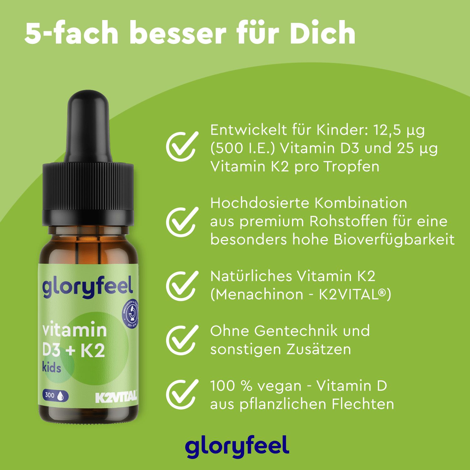 gloryfeel® Vitamin D3 + K2 500 I.E Tropfen Kids 10 ml - Shop Apotheke