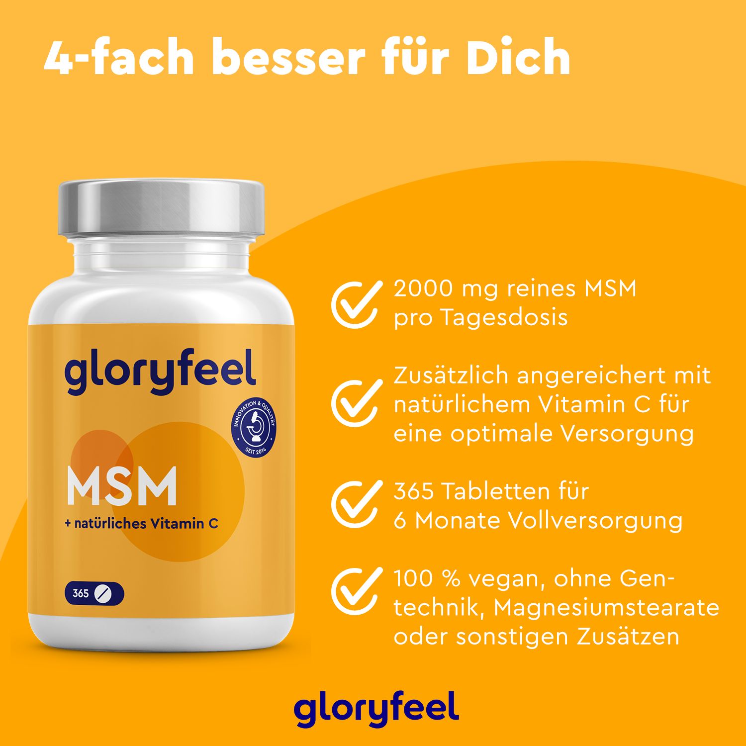 gloryfeel® MSM Schwefel Tabletten 365 - Mit natürlichem Vitamin C 365 ...