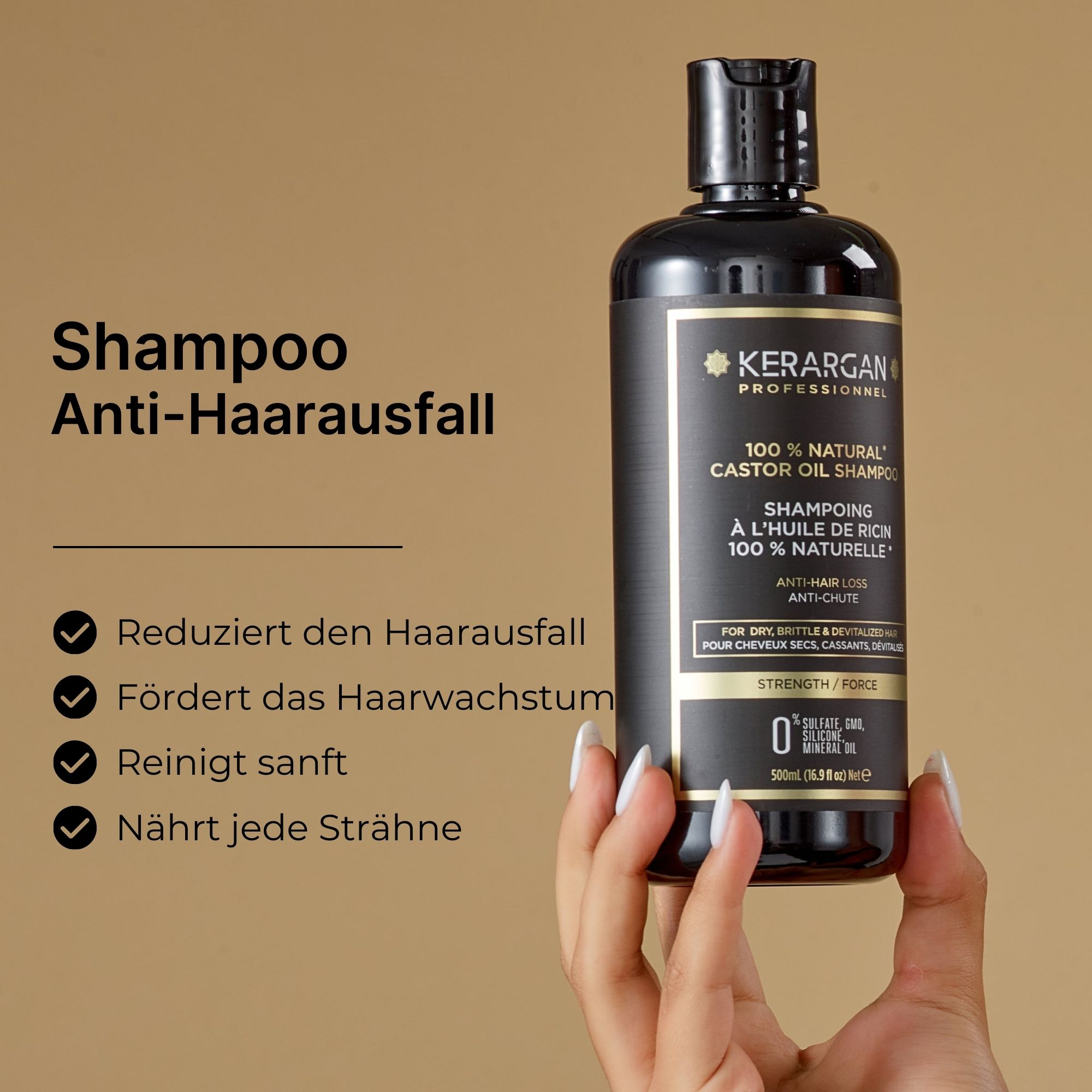 Kerargan - Anti-Haarausfall Shampoo mit Rizinusöl 500 ml - Shop Apotheke