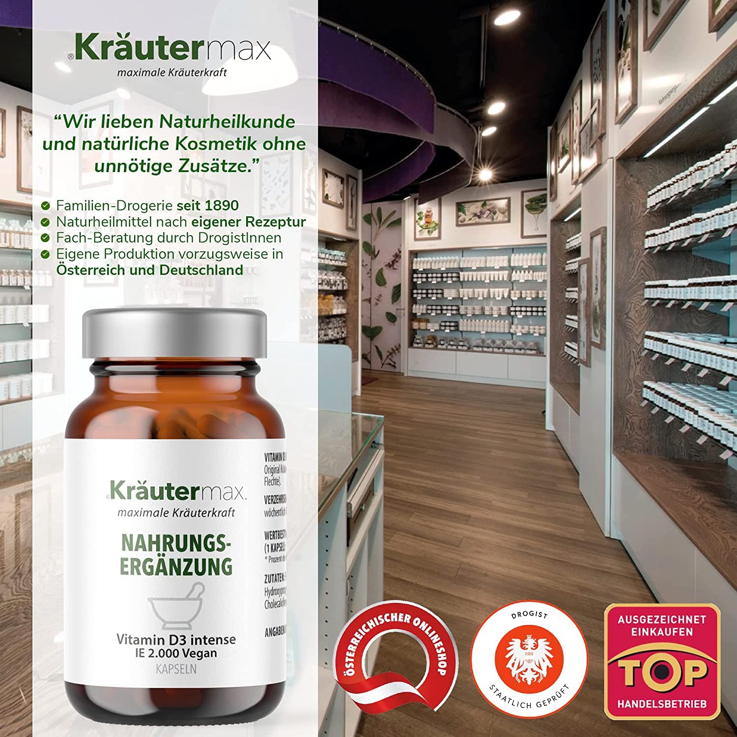 Kräutermax Vitamin D3 intense IE 2000 vegan Kapseln 90 St - Shop Apotheke