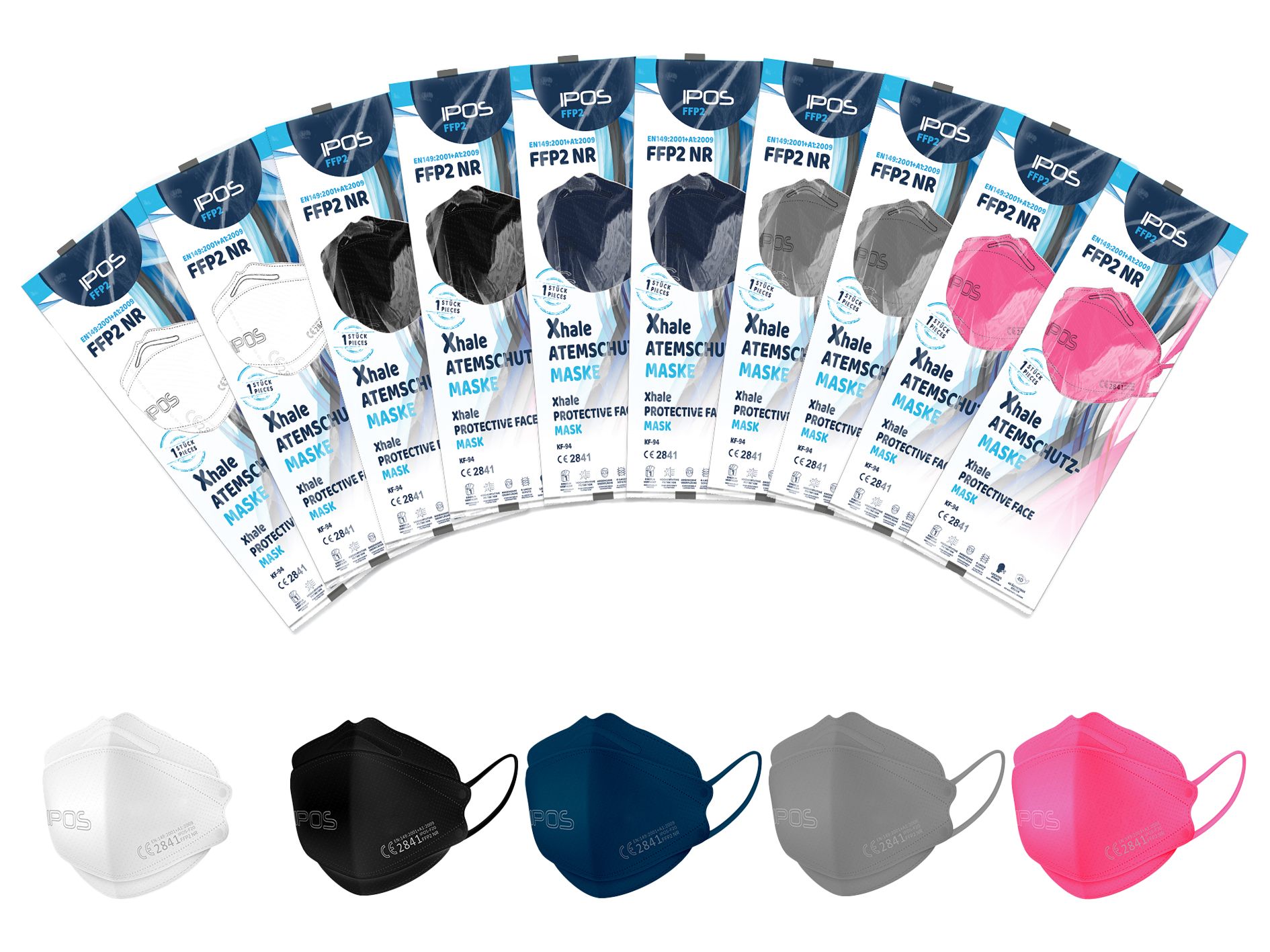 IPOS-FFP2 Xhale Masken MIX COLOR einzelverpackt 10 St - Shop Apotheke