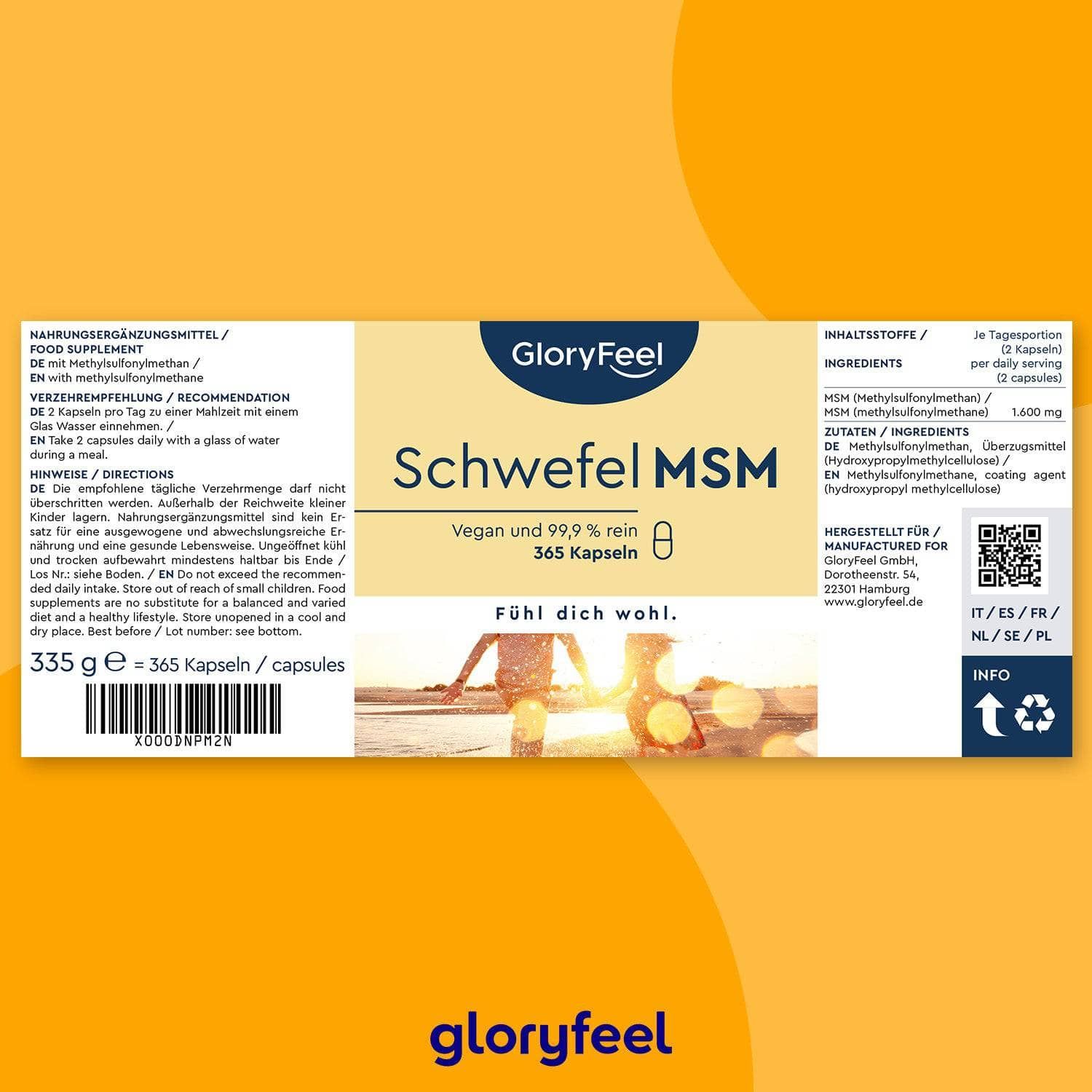 gloryfeel® MSM Schwefel Kapseln 365 St - Shop Apotheke