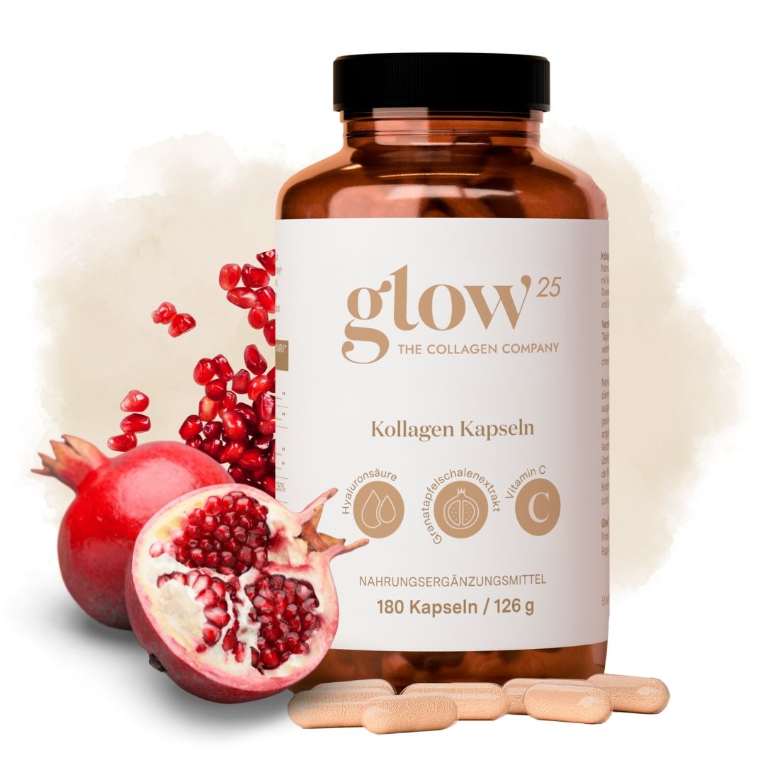 Glow25® Kollagen Kapseln hochdosiert [180 Kapseln] mit Hyaluronsäure ...