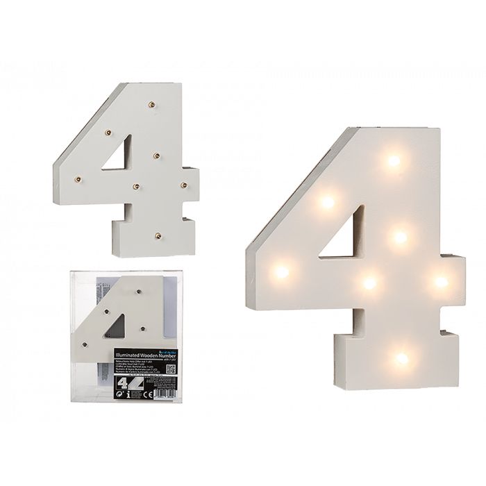 Out of the Blue Beleuchtete Holz-Ziffer 4, mit 7 LED 1 St - Shop Apotheke