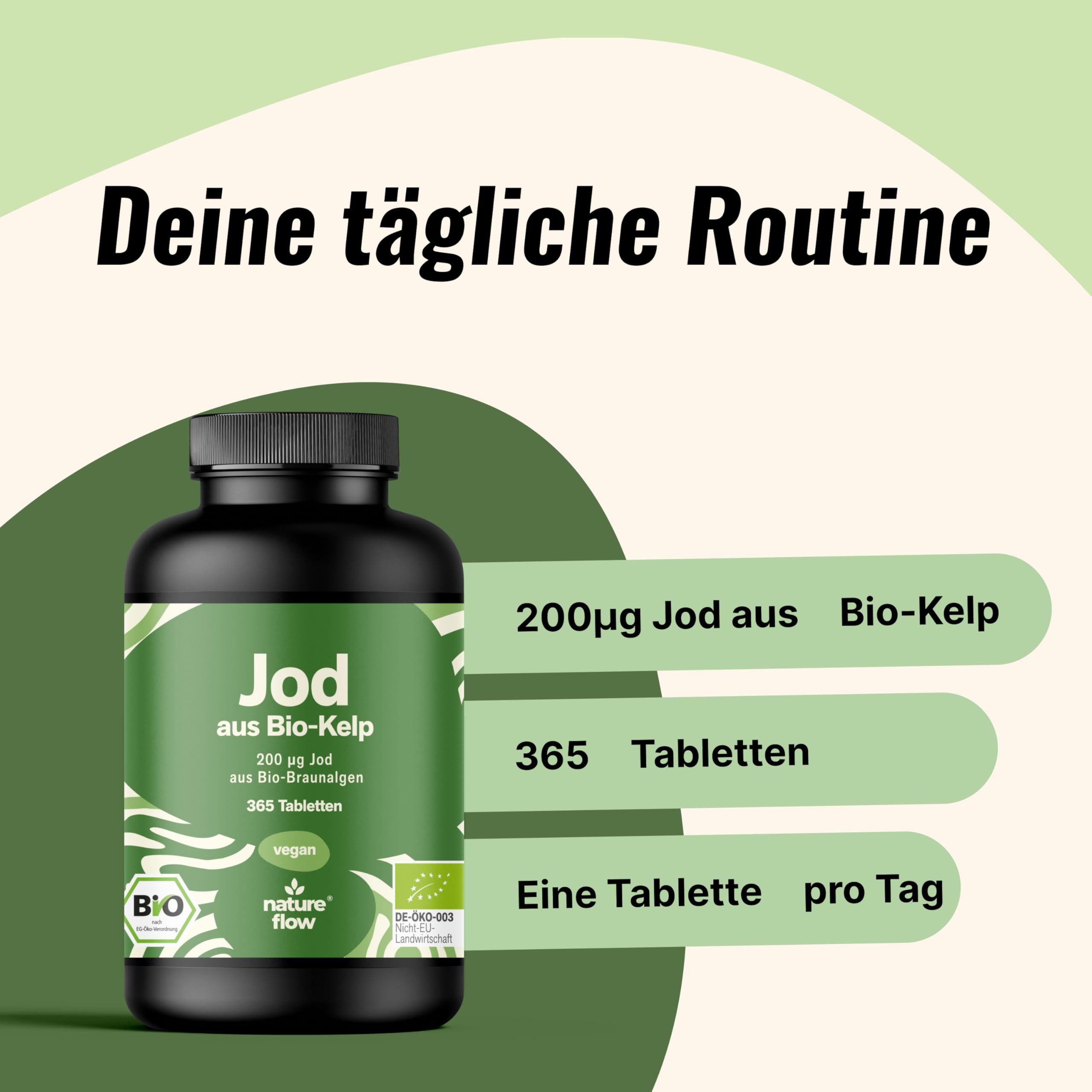 Nature Flow Jod Tabletten Hochdosiert - 365 Tabletten - 12 Monate ...