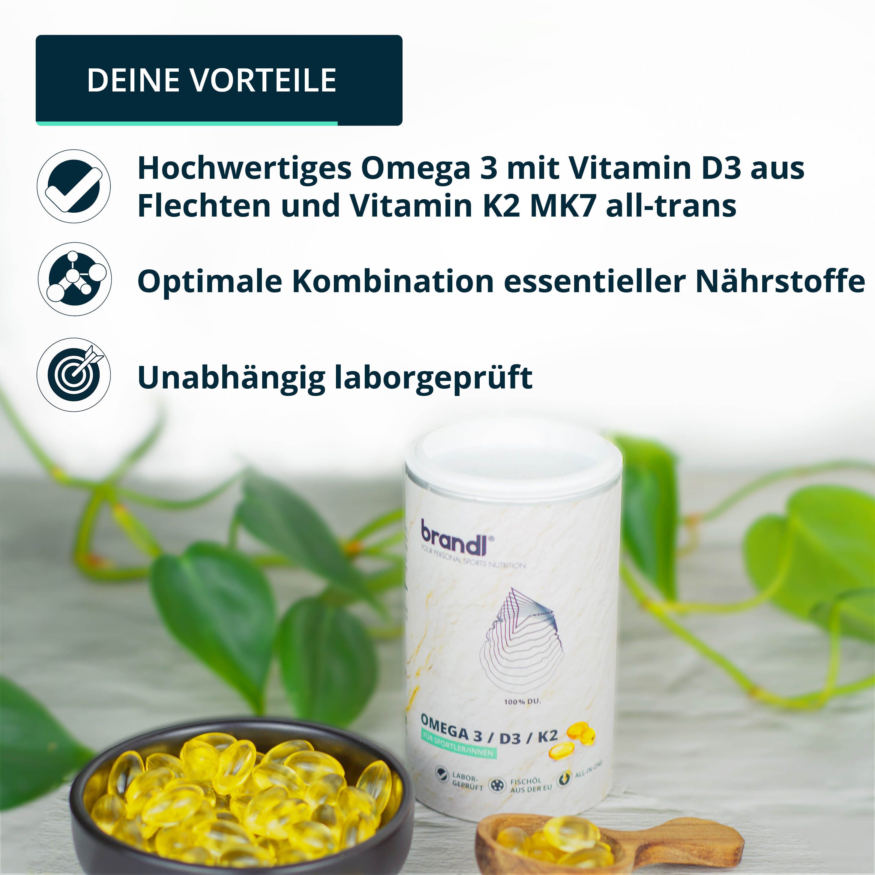 brandl® Omega 3 D3 K2 Kapseln aus Fischöl | EPA DHA im 2:1 Verhältnis 240 St - Shop Apotheke