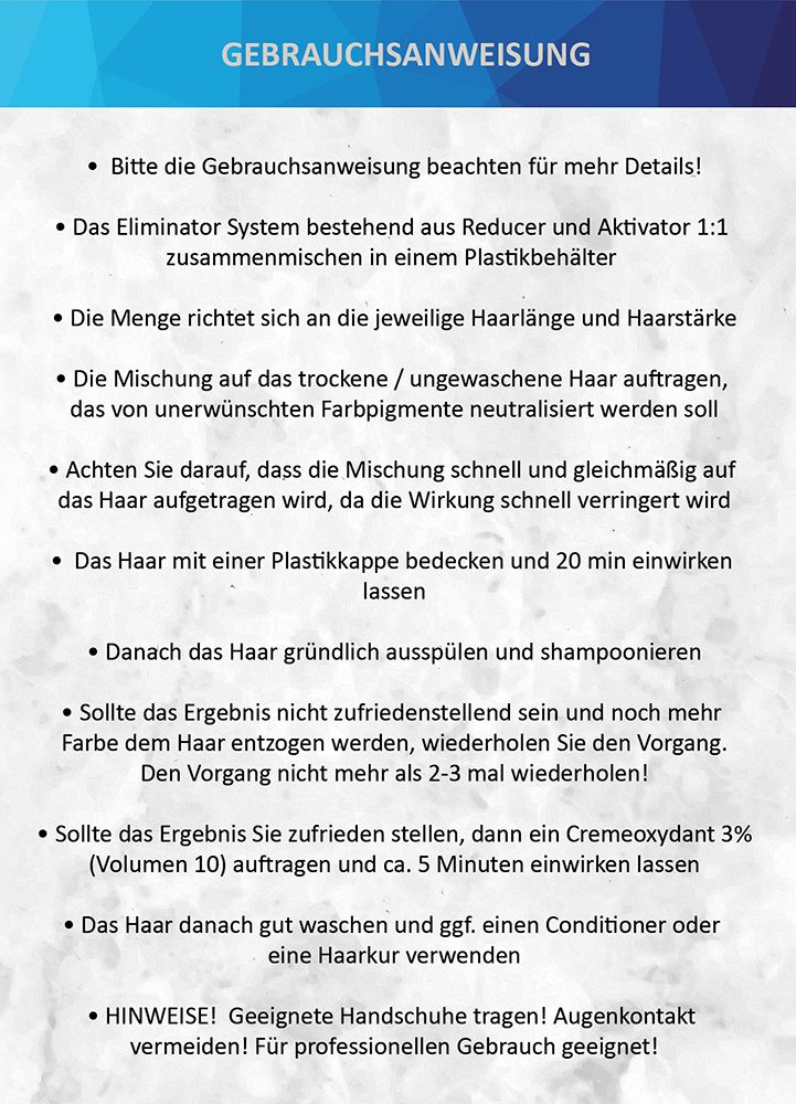 Eliminator Haarfarben Entferner (Reducer & Activator) | Color Remover ...