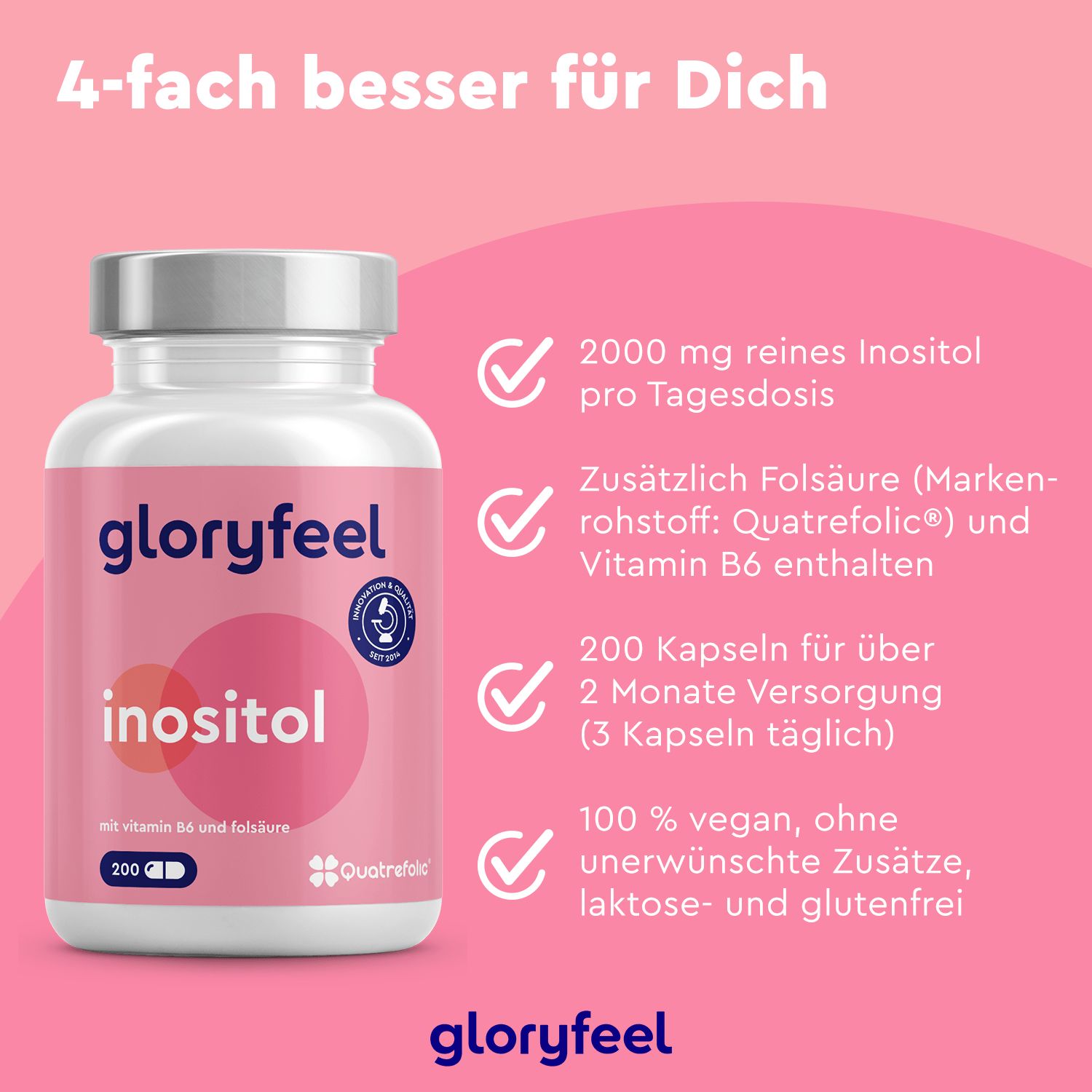 gloryfeel ® Inositol Kapseln - Myo Inositol mit Vitamin B6 und Folsäure ...