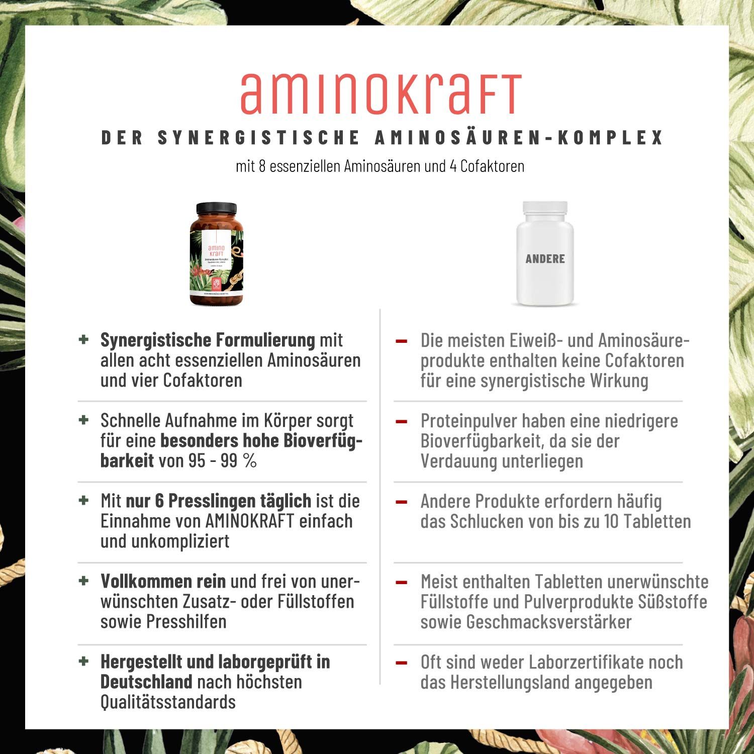 Aminosäuren Komplex hochdosiert vegan - Aminokraft - NATURTREU® 185,58 ...