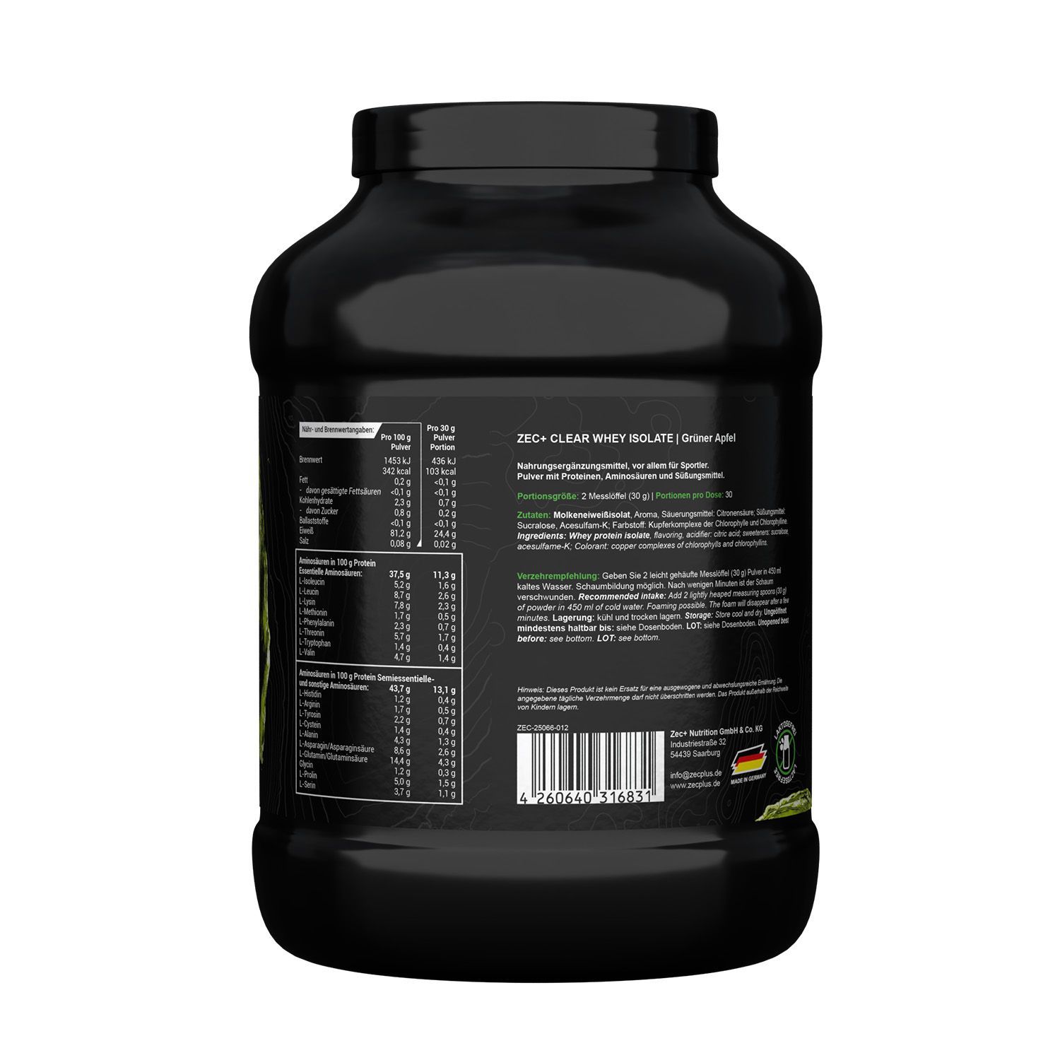 ZEC+ CLEAR WHEY ISOLATE Protein/ Eiweiß Saurer Apfel 900 GR - Shop Apotheke