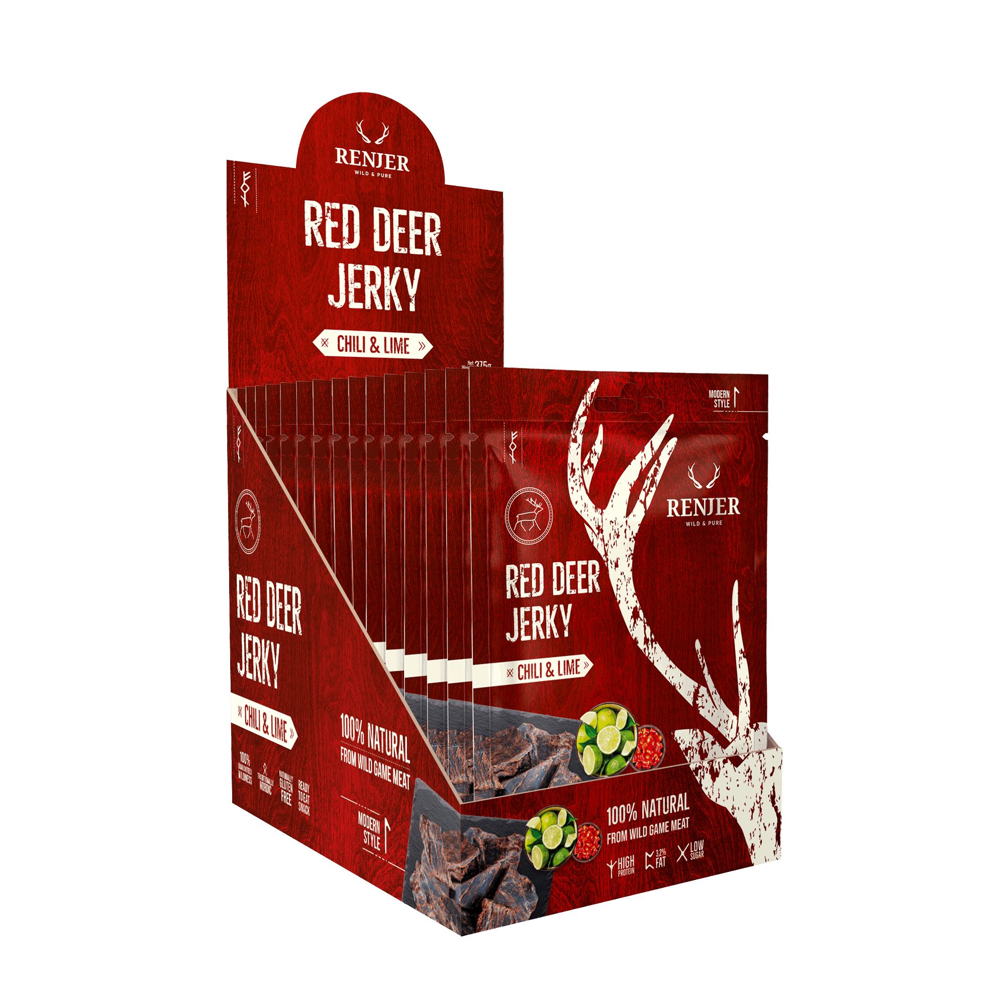 Renjer Red Deer Jerky Chili & Lime 15x25 g - Shop Apotheke