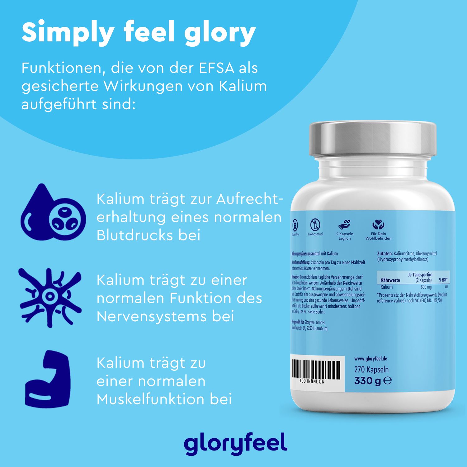 gloryfeel® Kalium Kapseln 270 St - Shop Apotheke