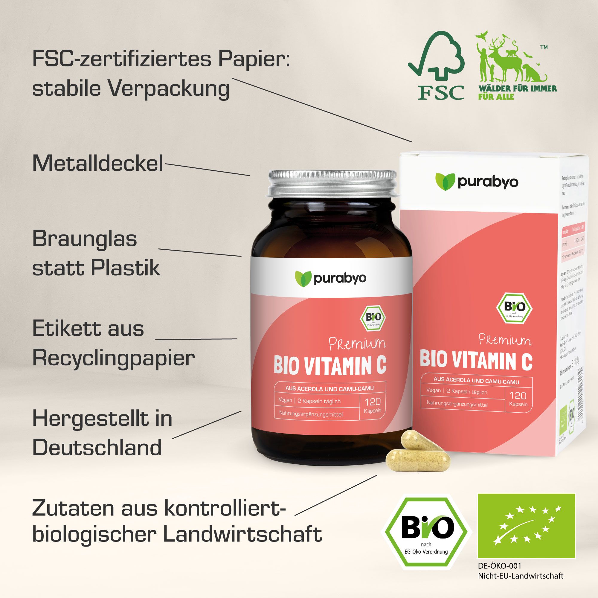 Purabyo Bio Vitamin C 120 St - Shop Apotheke