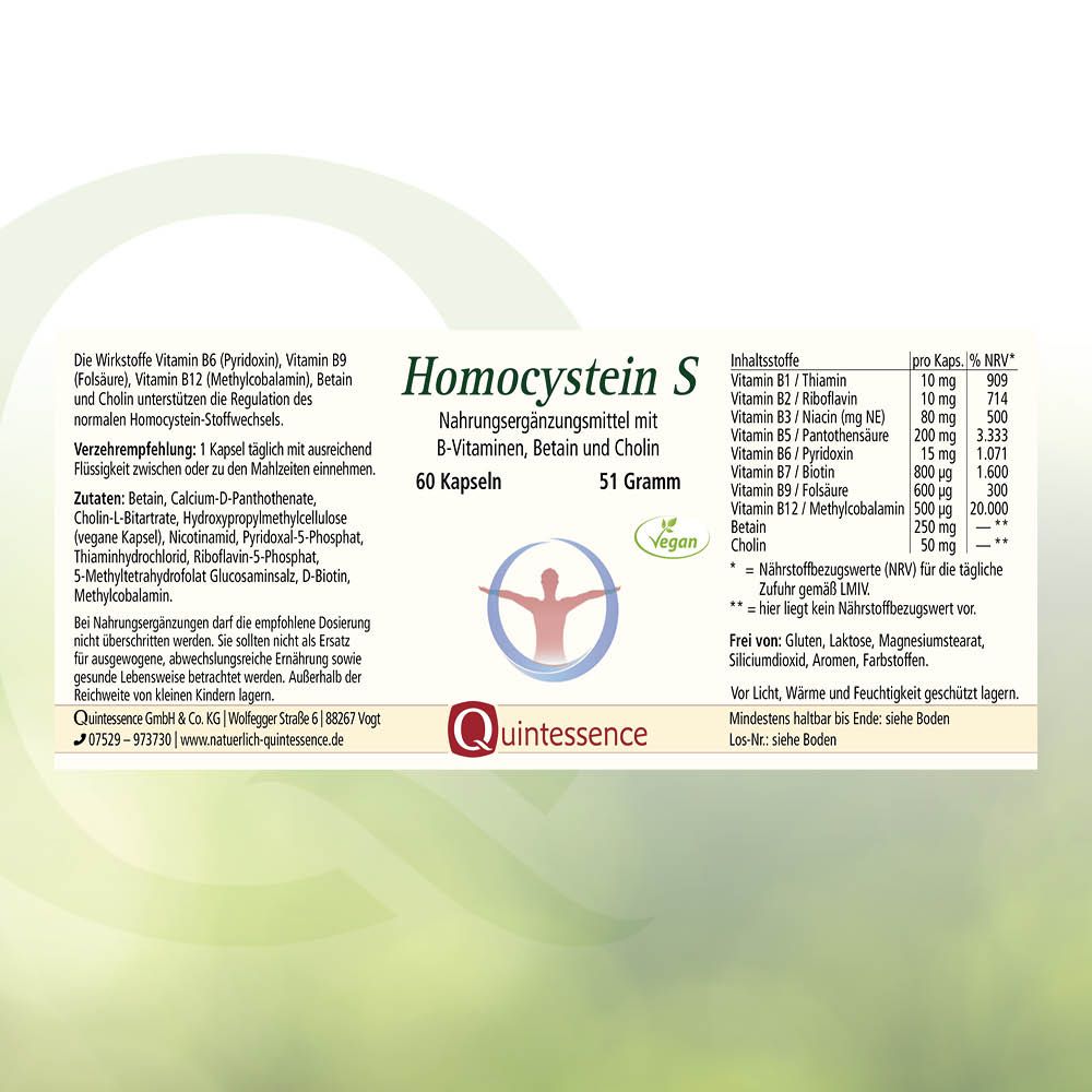 Homocystein S Kapseln von Quintessence 51 g - Shop Apotheke