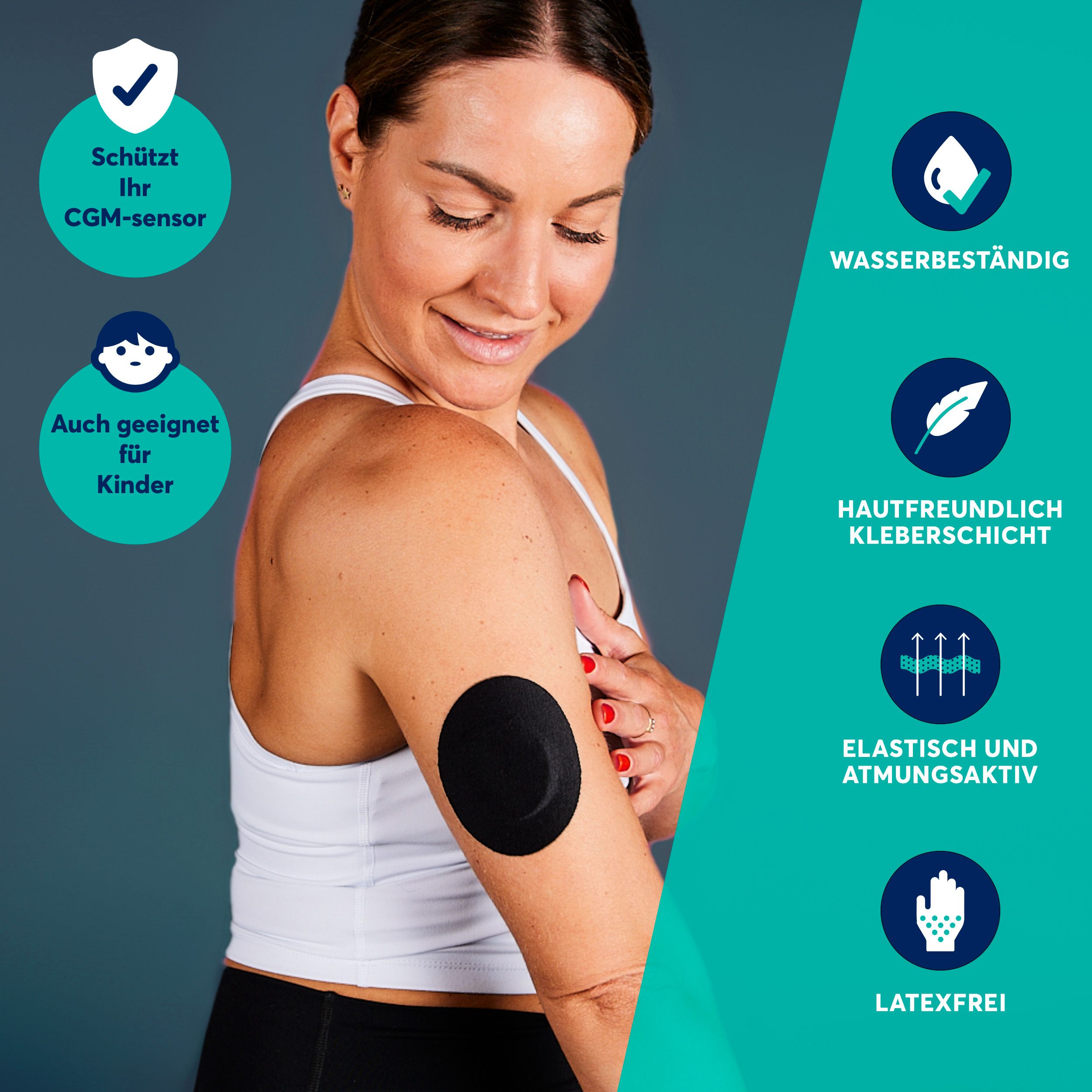 Diabetes-Sensor Fixierpflaster - CureTape® Sensor Patches schwarz 20 St ...