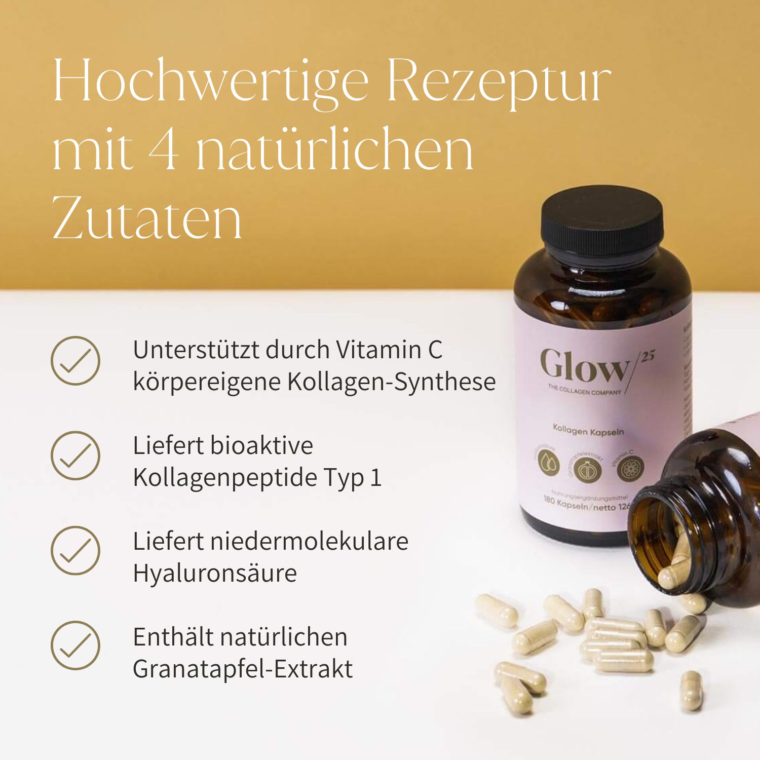 Glow25® Kollagen Kapseln mit Hyaluronsäure und Vitamin C 180 St - Shop ...