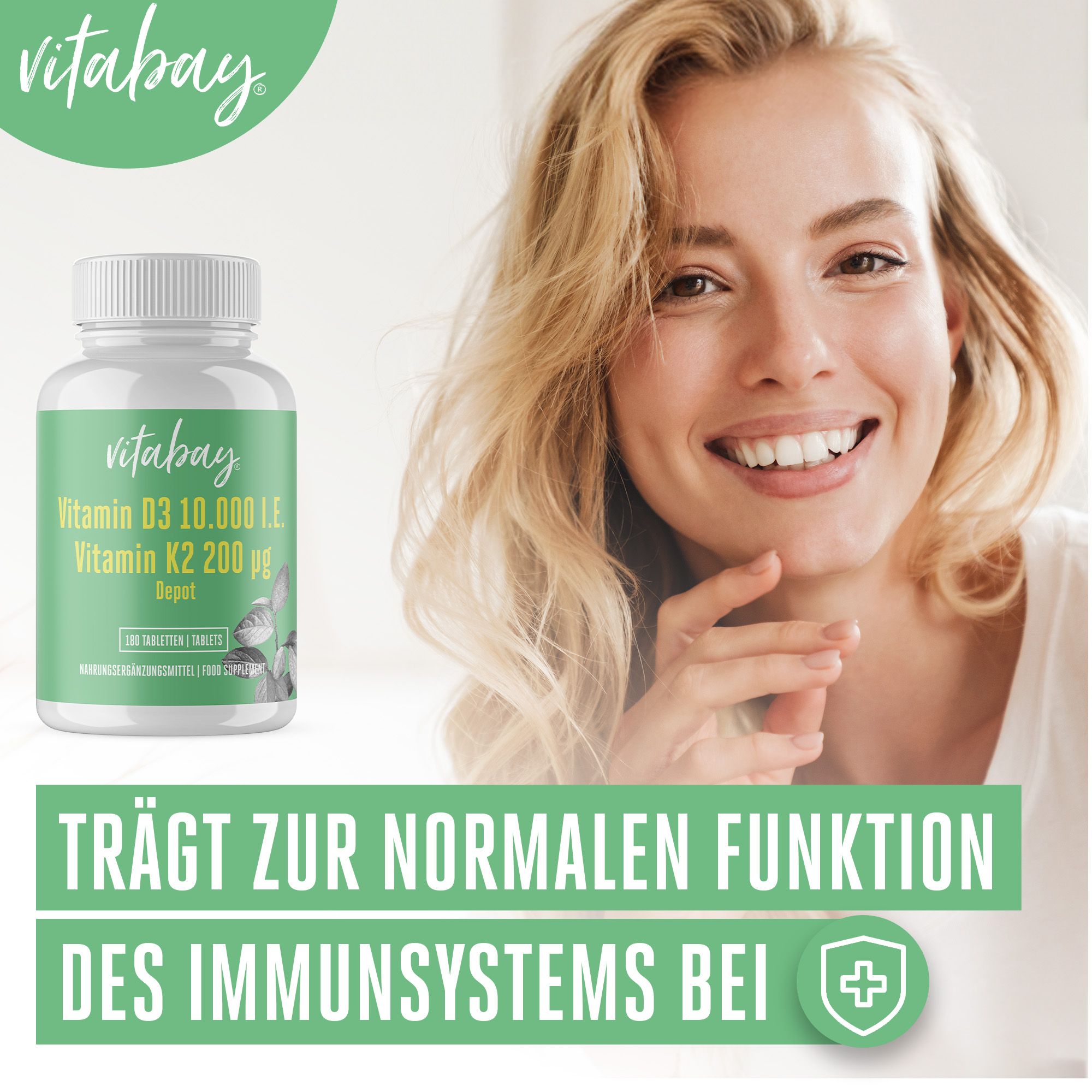 Vitabay Vitamin D3 10000 I.E. + K2 200 mcg Depot Tabletten 180 St - Shop Apotheke